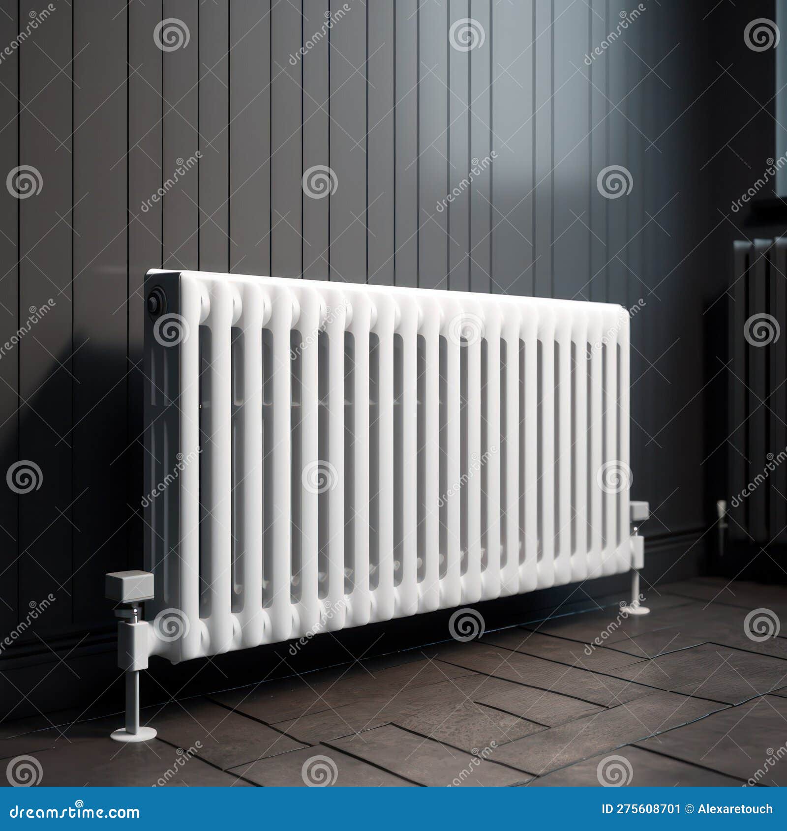 White Radiator with Temperature Control Valve. Central Heating Battery ...