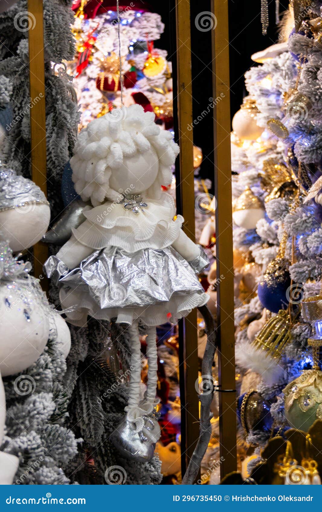 White Rag Dolls Hang on Christmas Trees Stock Photo - Image of trees ...