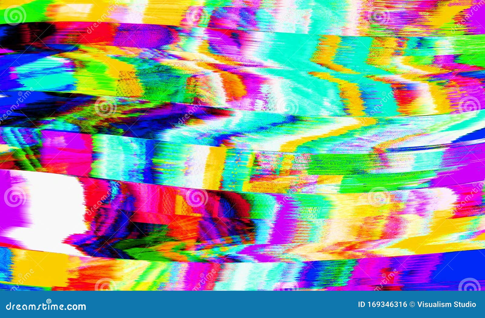 White and Rainbow Colorful Program Glitch with Straight Lines and with ...