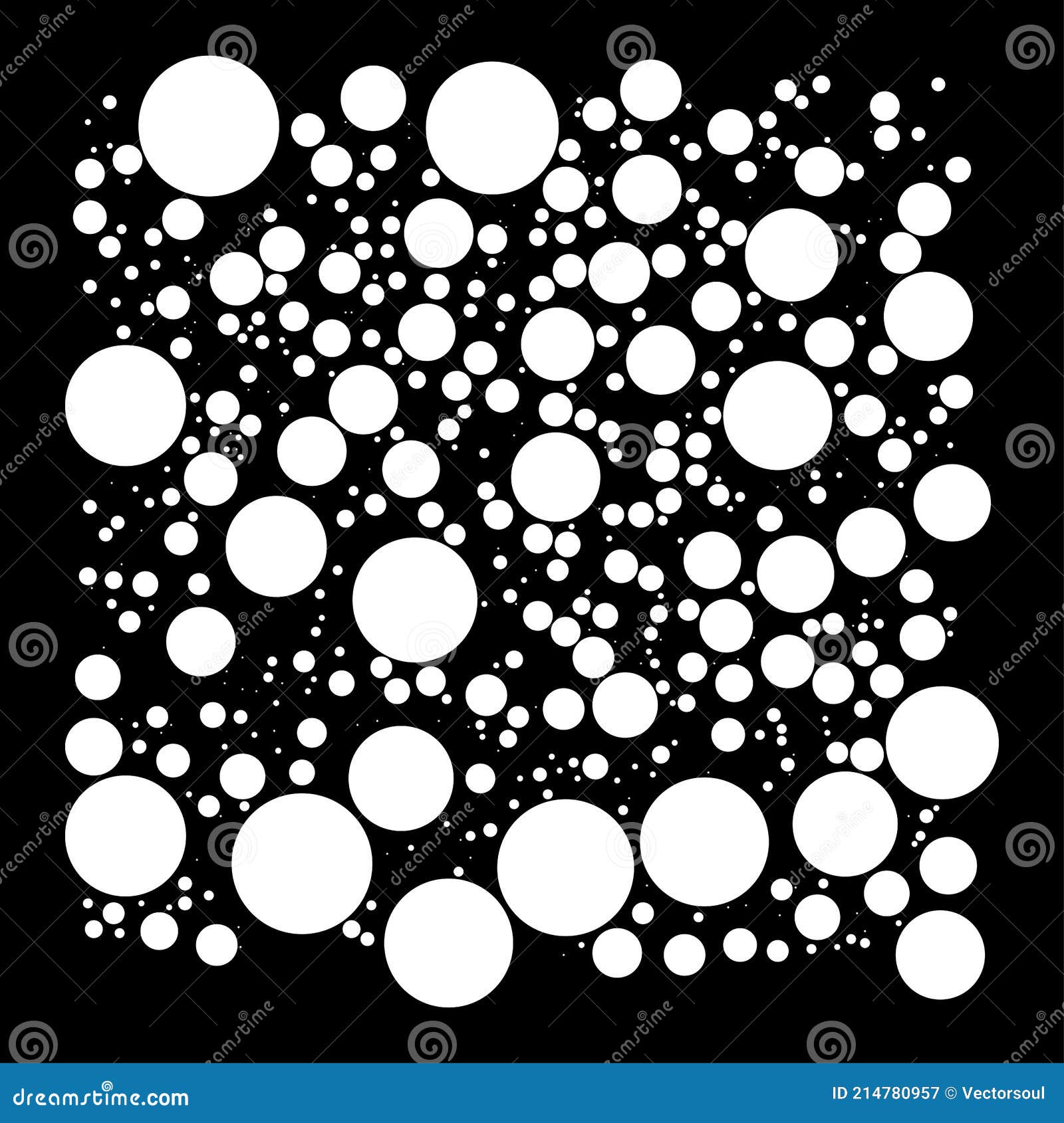 White Random Dots, Circles Over Black Backdrop. Dotted Vector Element ...
