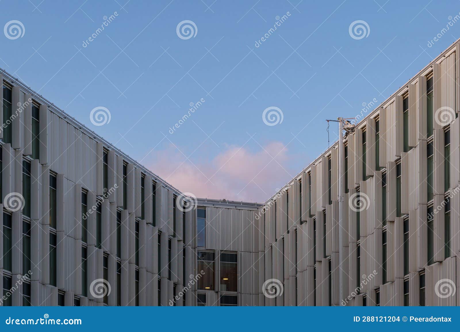 White Random Vertical Pattern of Aluminium Cladding Facade. Stock Photo ...