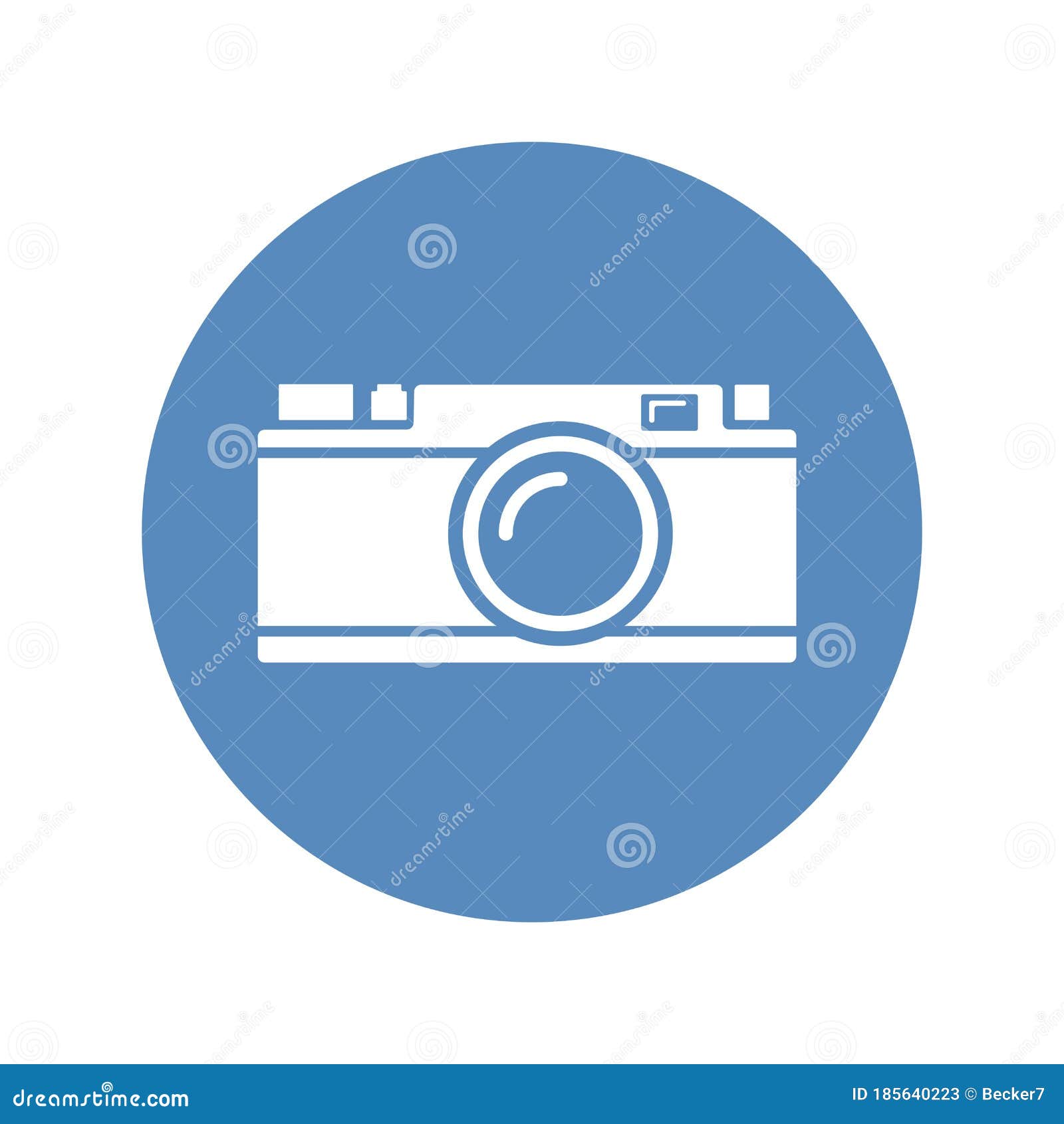 White Rangefinder Camera Icon Placed on Blue Stock Vector ...