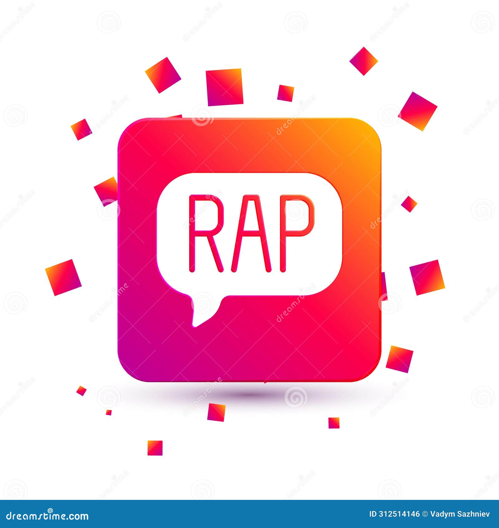 White Rap Music Icon Isolated on White Background. Square Color Button ...