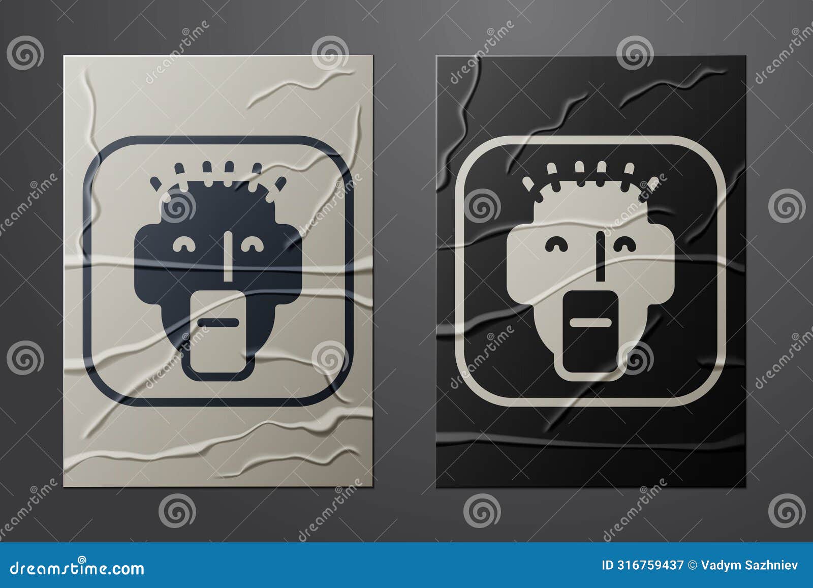 White Rapper Icon Isolated on Crumpled Paper Background. Paper Art ...