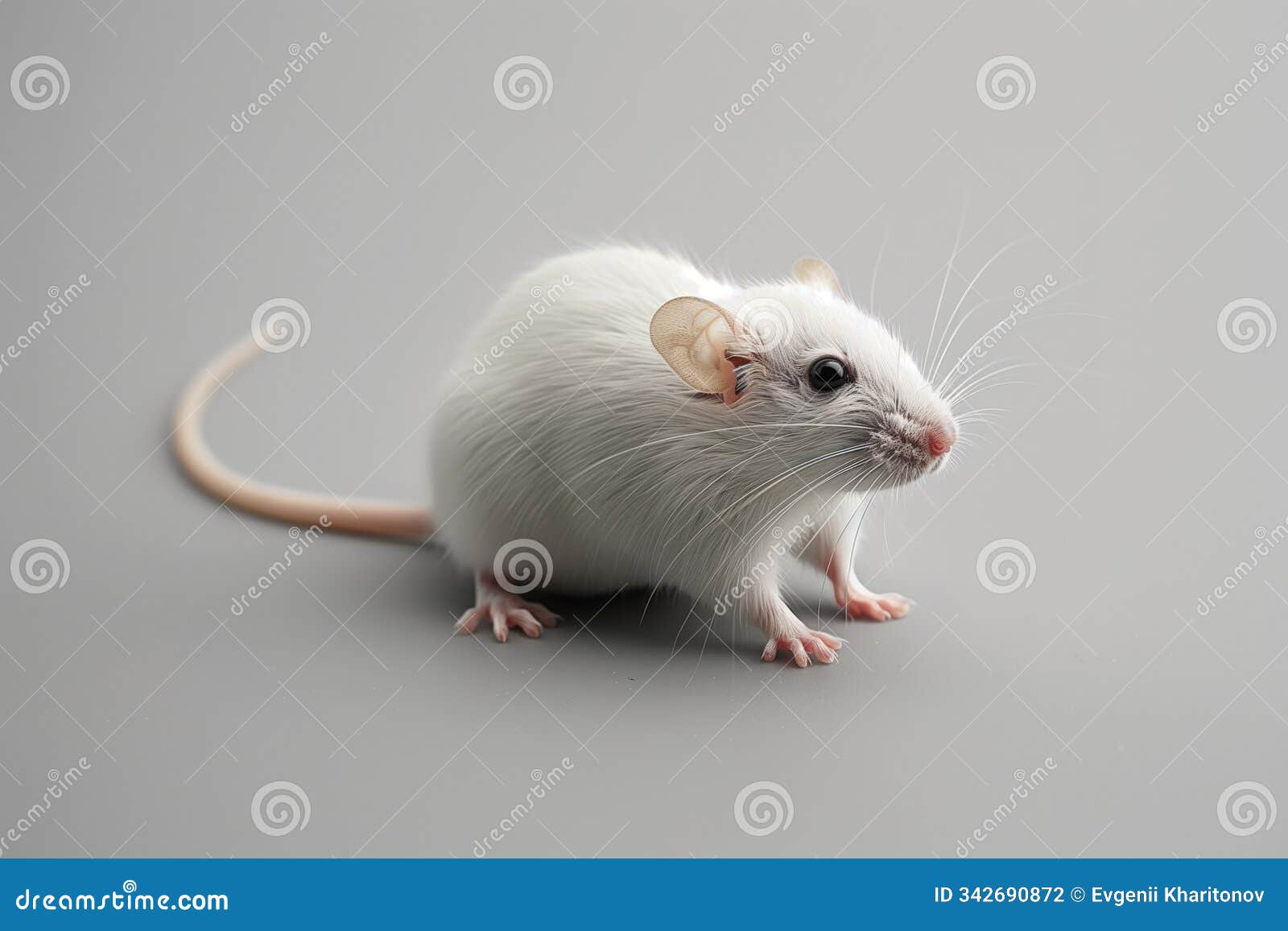 White Rat on Gray Background, Closeup. Isolated White Rat Stock ...