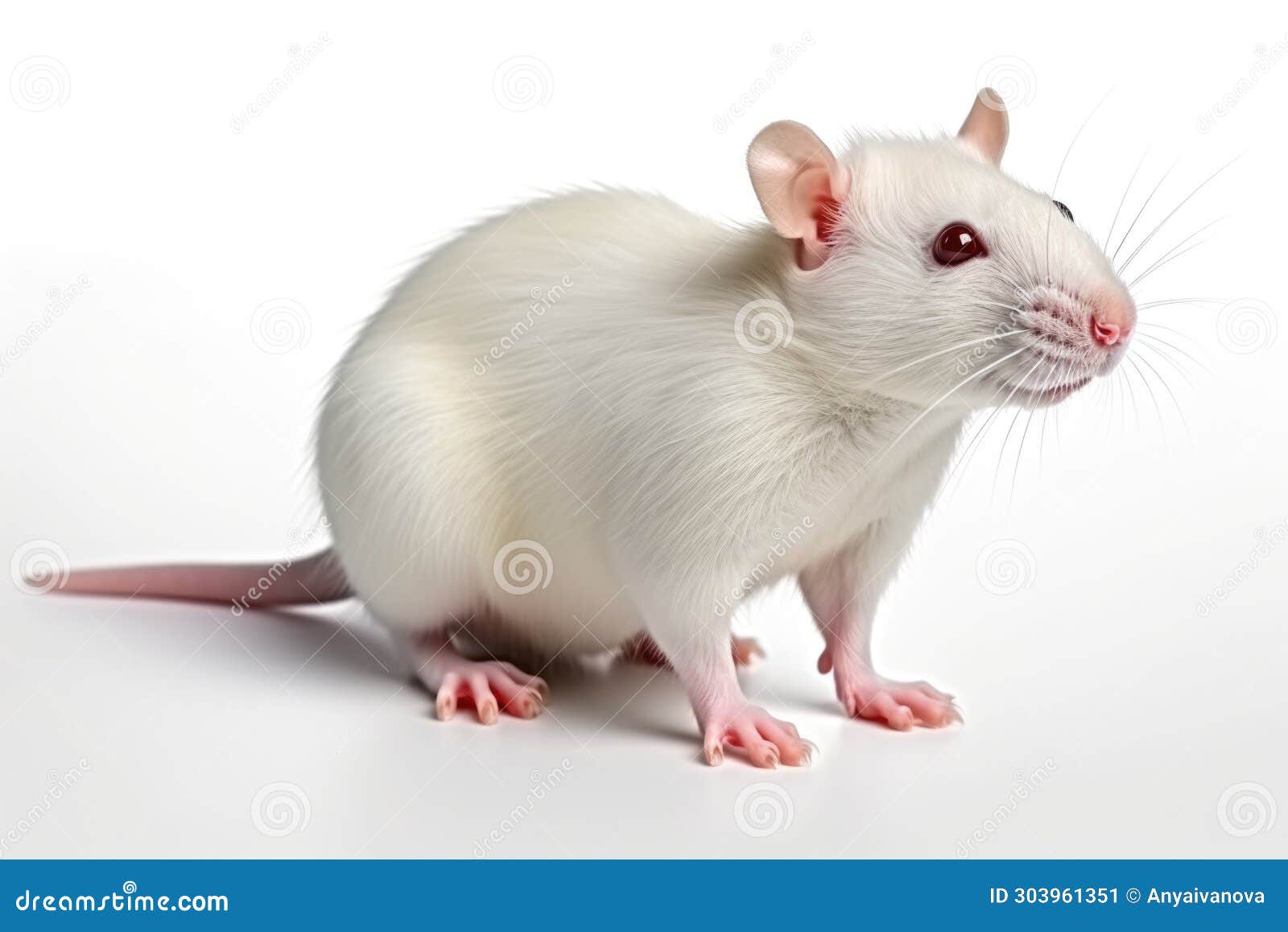 A White Rat Sitting on a White Surface, Laboratory Animal, Testing ...