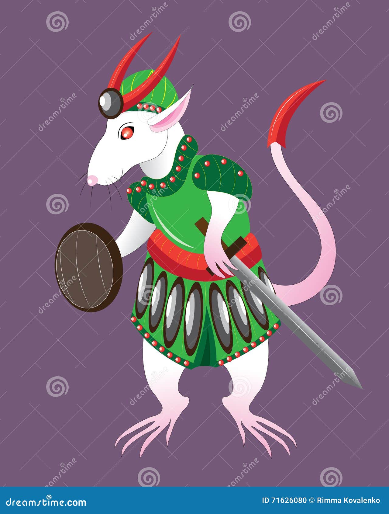White rat soldier stock vector. Illustration of claws - 71626080