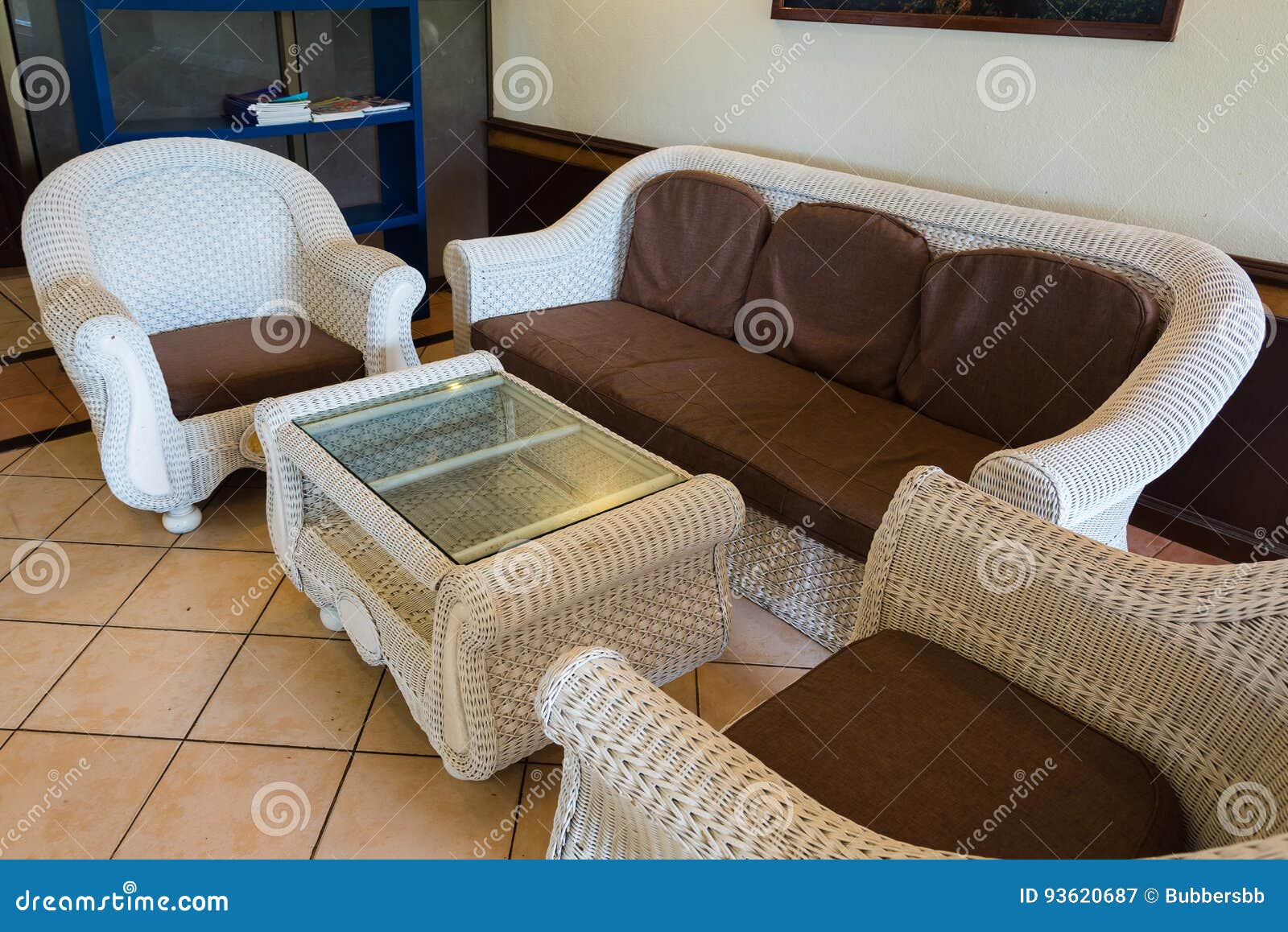 White Rattan Sofa in Living Room. Stock Image - Image of lifestyle ...