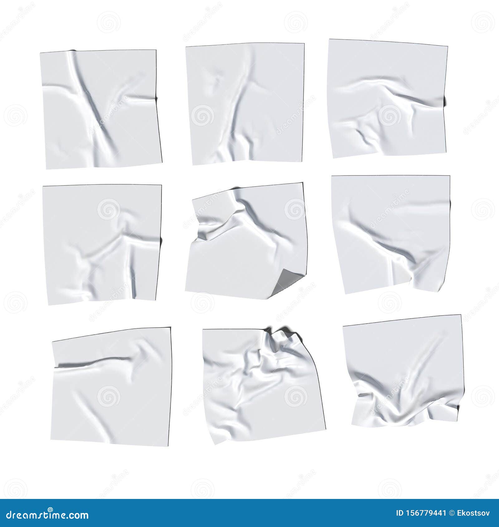 White Realistic Cloth or Paper on White Background, 3d Rendering. Blank ...