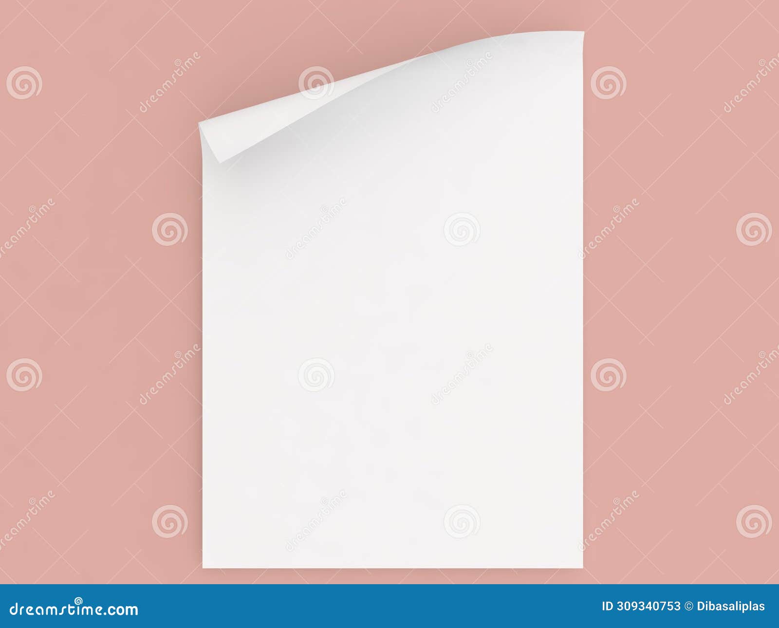White Realistic Curved Sheet of Paper on a Orange Background. Stock ...