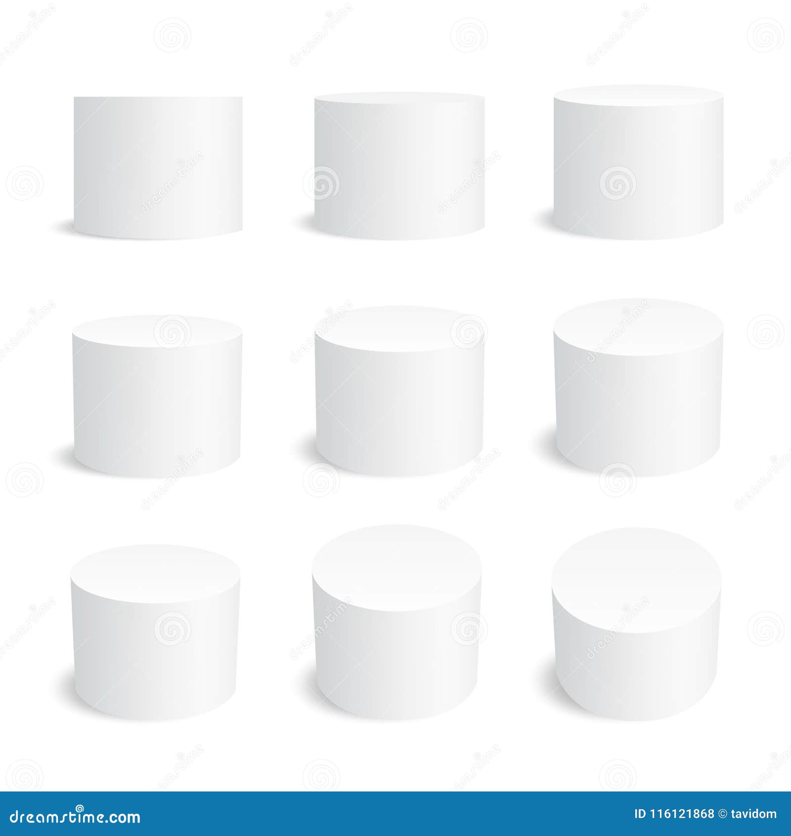 White Realistic Cylinder, Empty Stand Round Podium Isolated. 3d ...