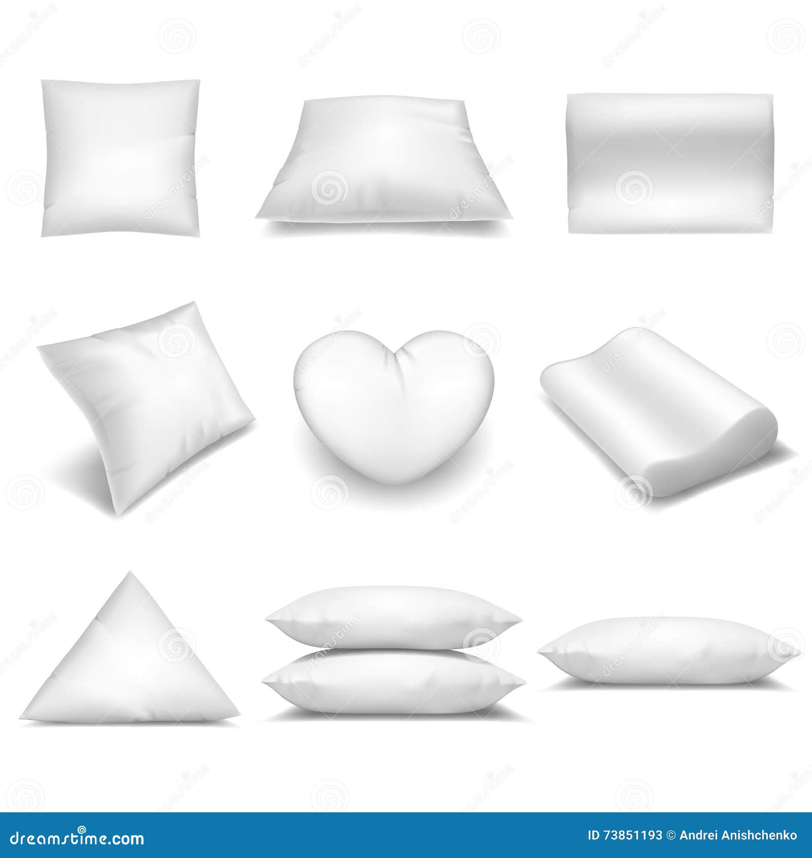 White Realistic Pillows Set Stock Vector - Illustration of light, home ...