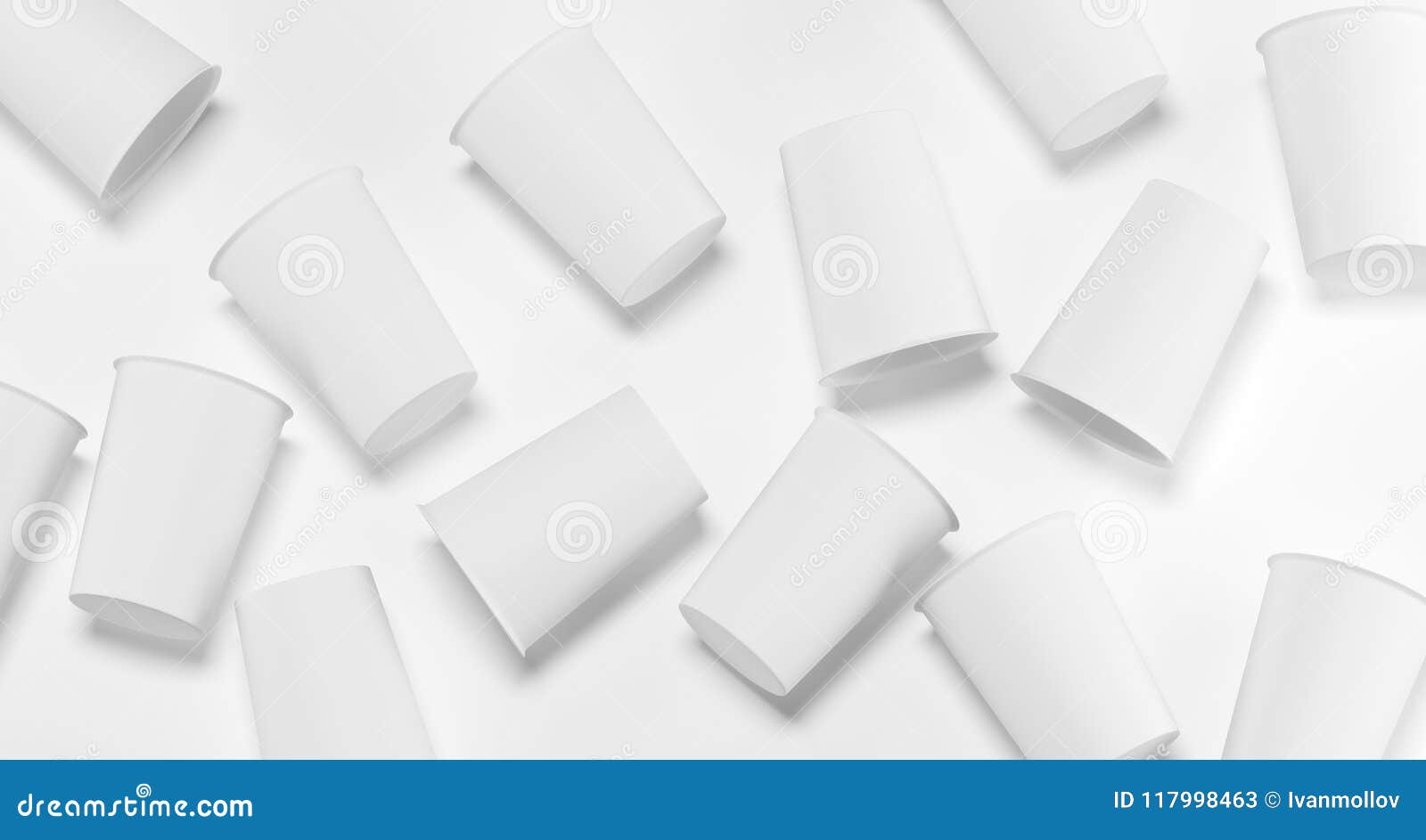 White Realistic Plastic Cups Top View 3D Rendering Stock Illustration ...