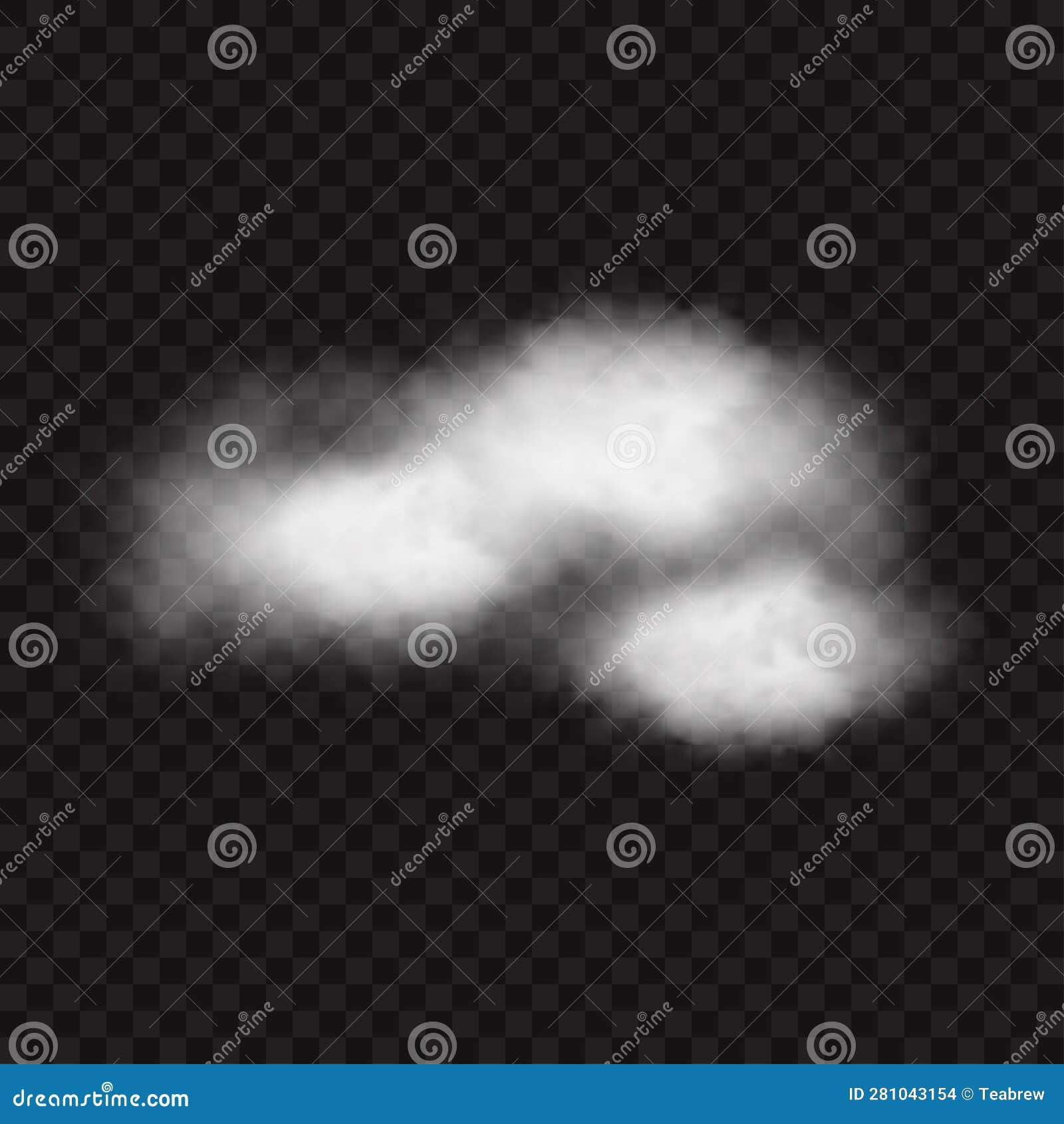 White Realistic Puff Cloud on Transparent Background. Stock Vector ...
