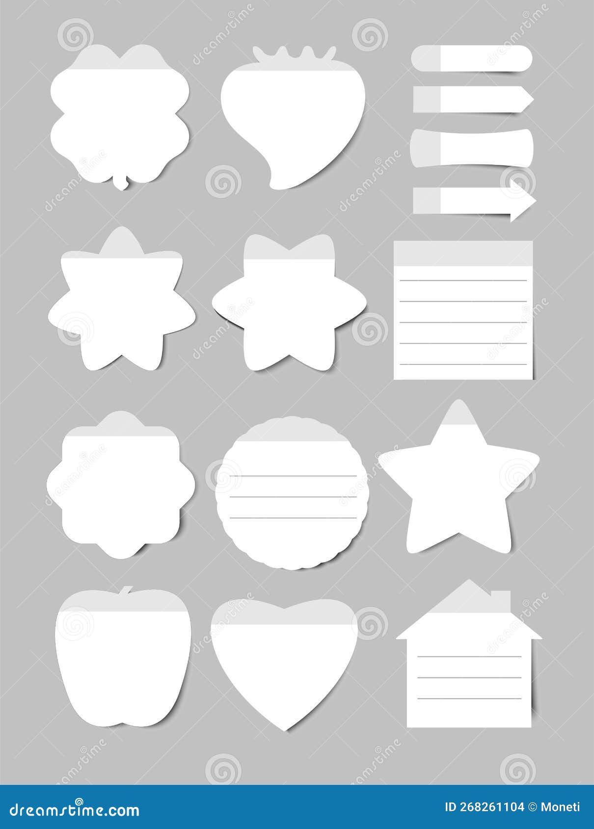 White Realistic Stickers. Blank Adhesive Sheets of Adhesive Notes Paper ...