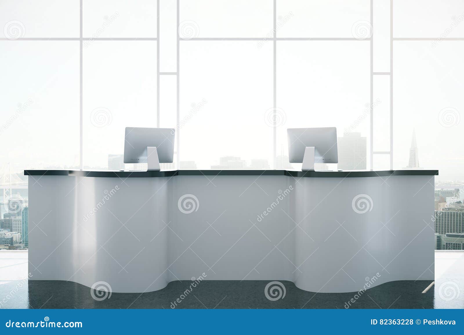 White reception desk stock illustration. Illustration of corporate ...