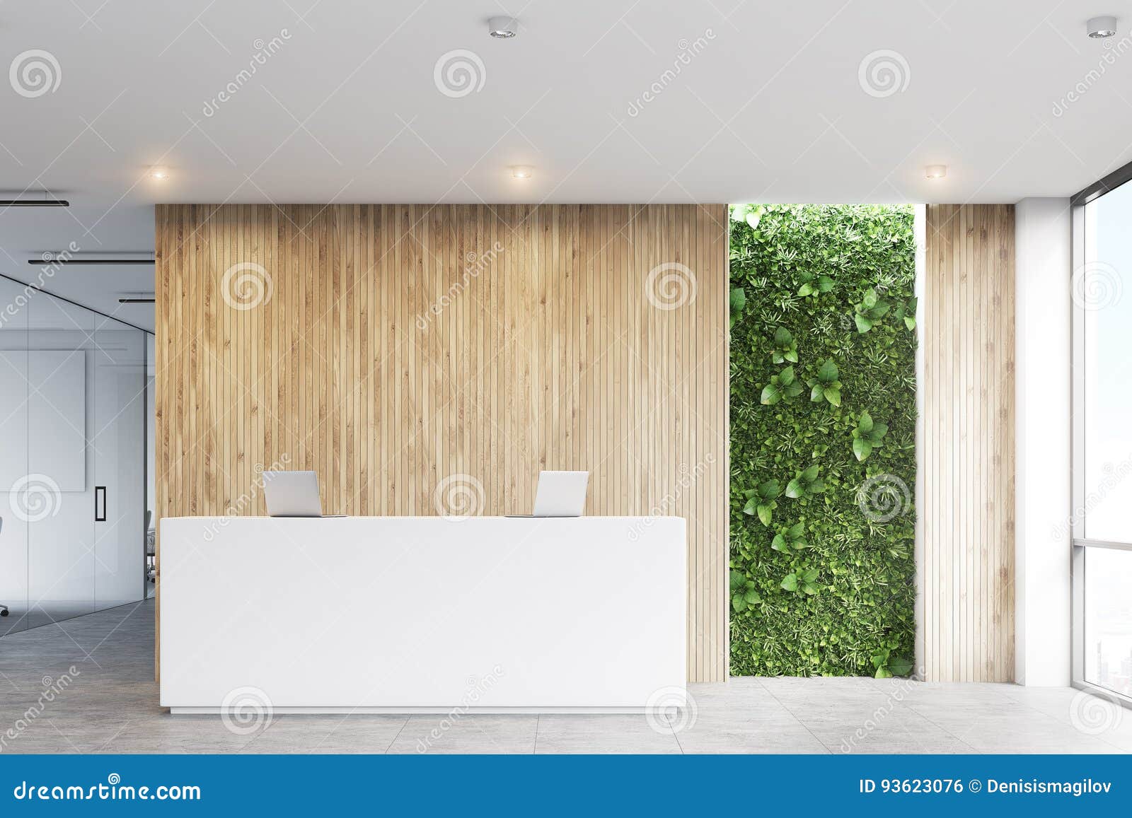 White Reception, Grass Office, Front Stock Illustration - Illustration ...
