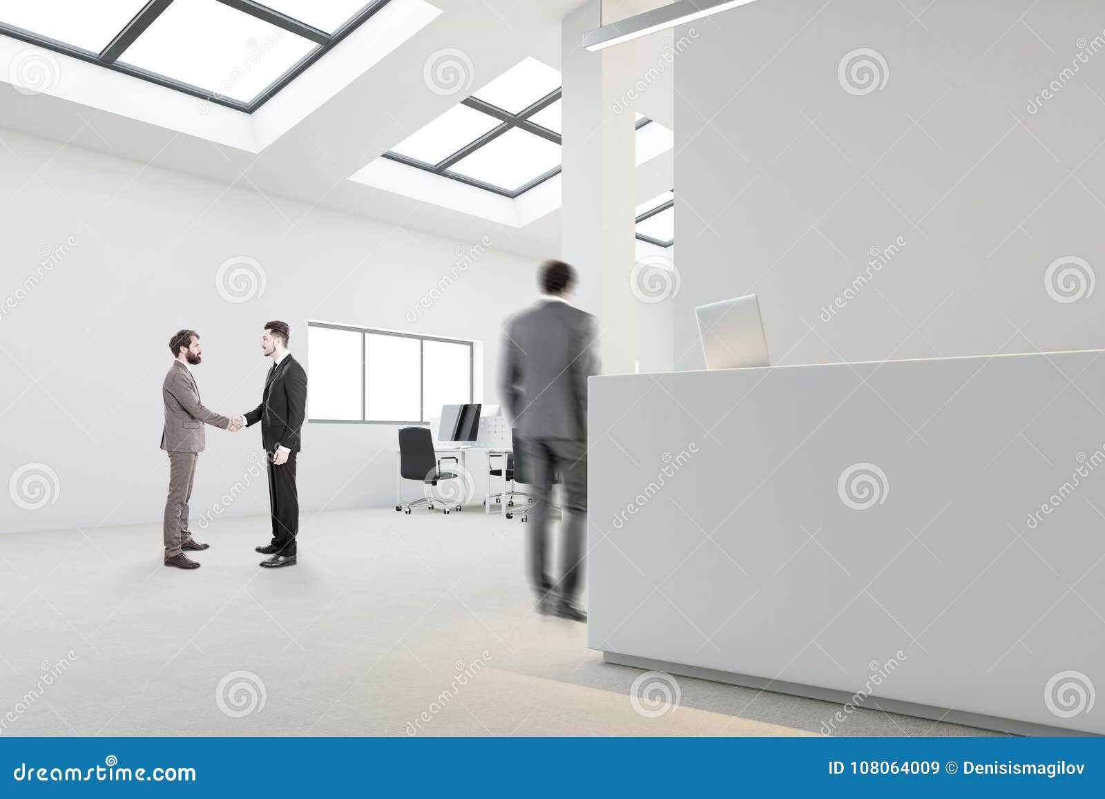 White Reception in Open Space Office, Businessmen Stock Image - Image ...