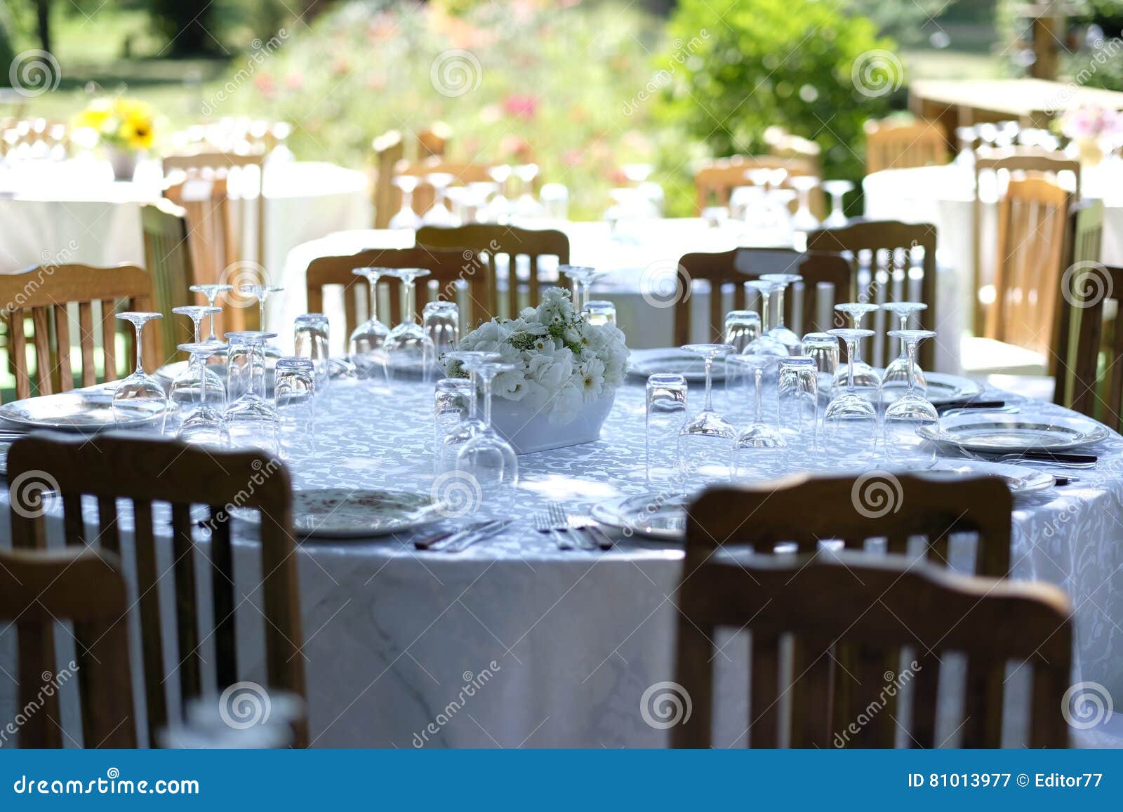 White reception table stock image. Image of wedding, romantic - 81013977