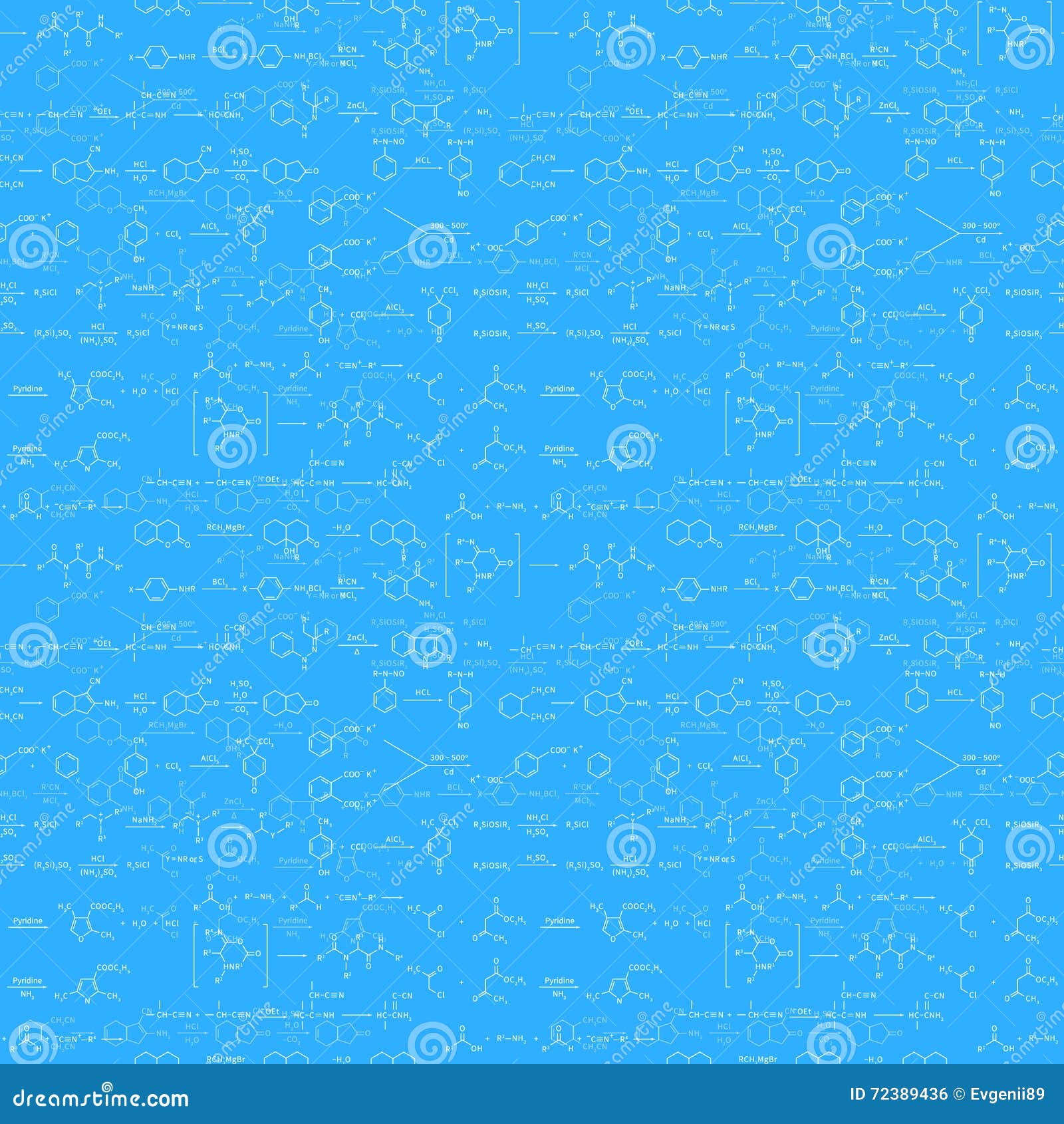 White Recondite Chemical Equations and Formulas Written on Blue ...