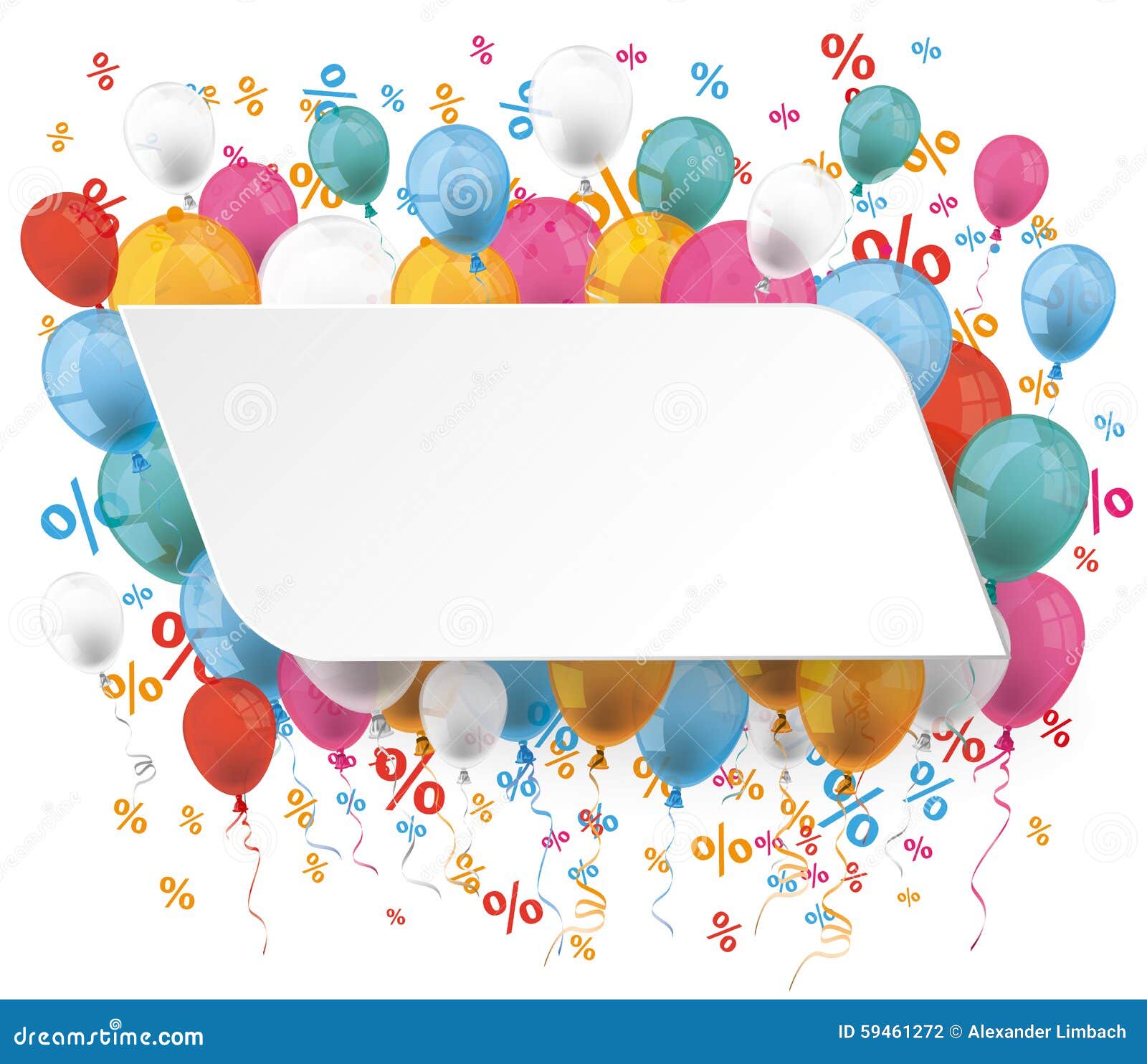 White Rectangle Paper Balloons Percents Stock Vector - Illustration of ...