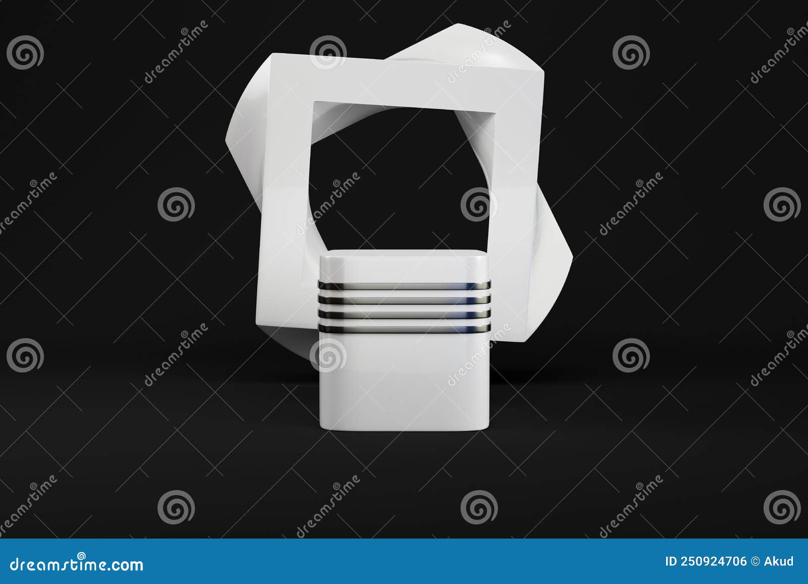 White Rectangle Pedestal with Abstract Geometric Shape for Product ...