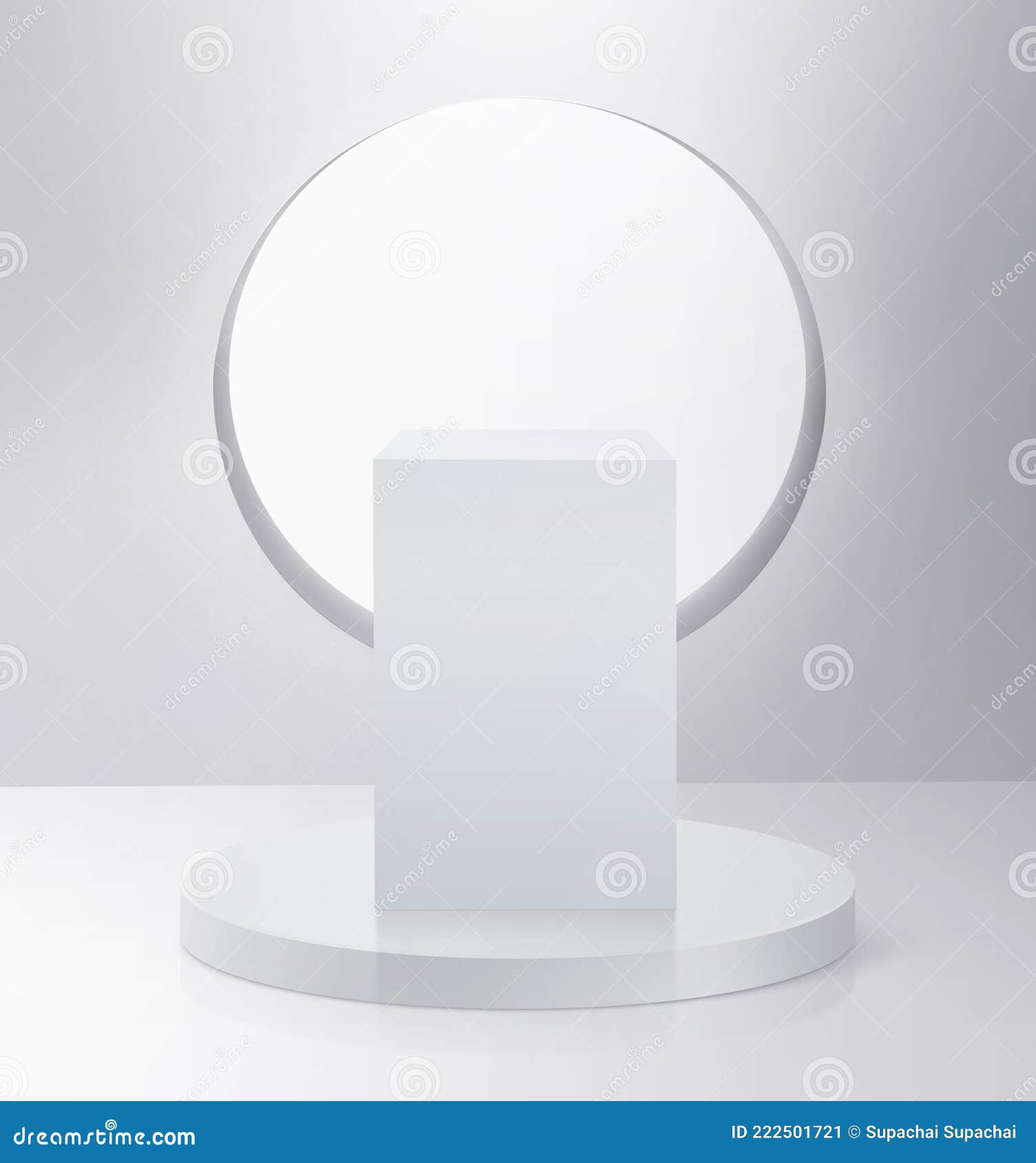 White Rectangle Pedestal, 3d Exhibit Displays. Spotlight Illuminates ...