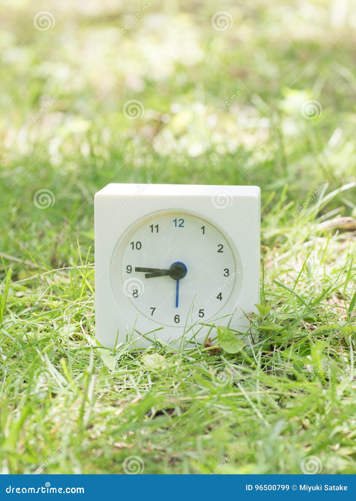 White Simple Clock on Lawn Yard, 8:45 Eight Forty Five Stock Image ...