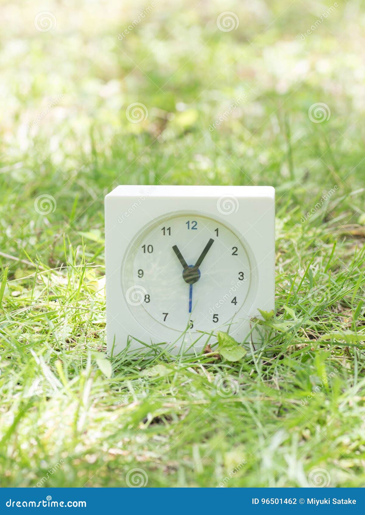 White Simple Clock on Lawn Yard, 11:05 Eleven Five Stock Photo - Image ...