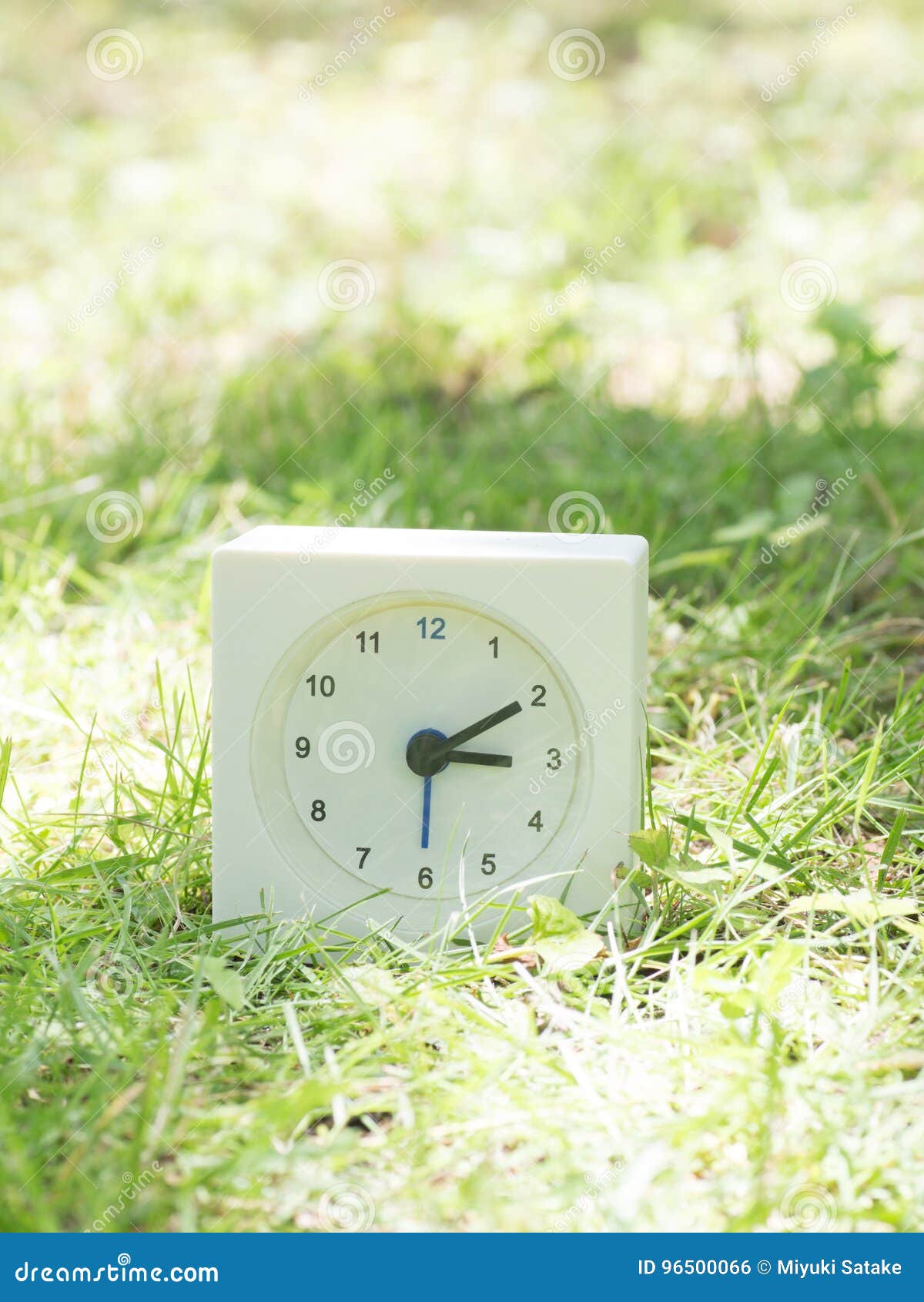 White Simple Clock on Lawn Yard, 3:10 Three Ten Stock Photo - Image of ...