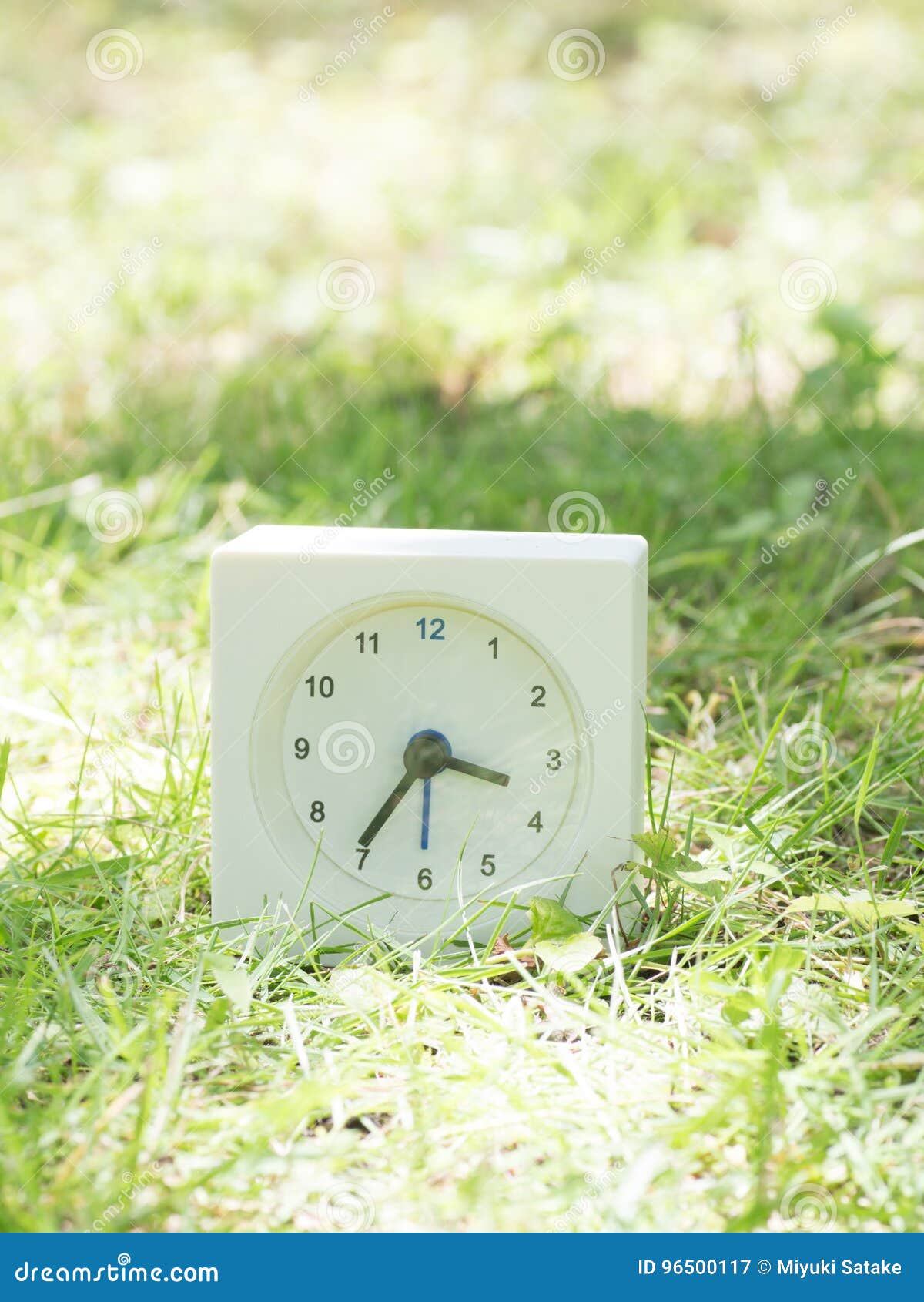 White Simple Clock on Lawn Yard, 3:35 Three Thirty Five Stock Image ...