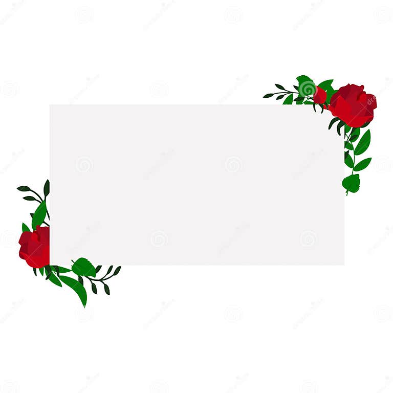 Vector Floral Rectangular Frame with Roses Stock Vector - Illustration ...