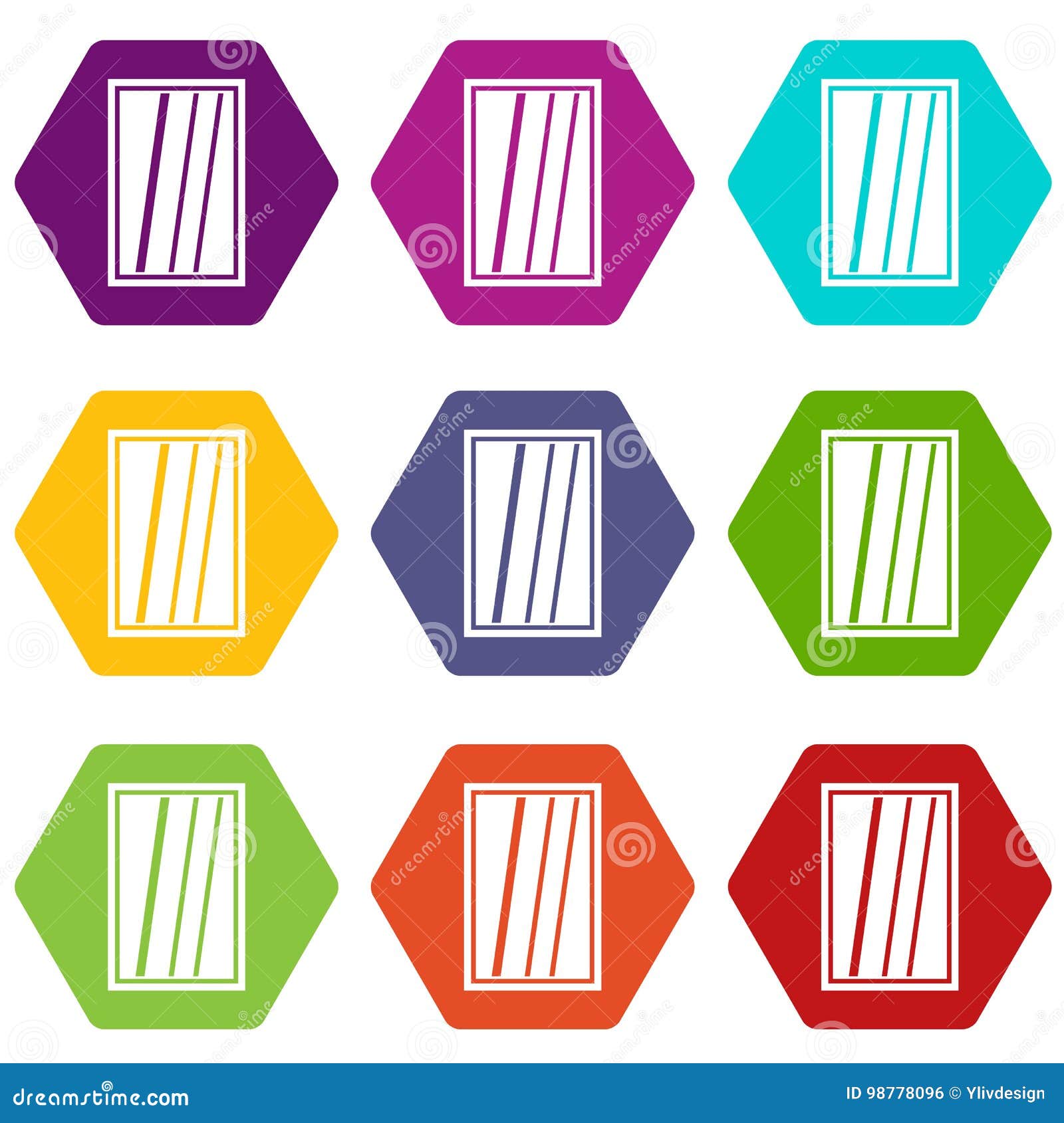 White Rectangle Window Icon Set Color Hexahedron Stock Vector ...