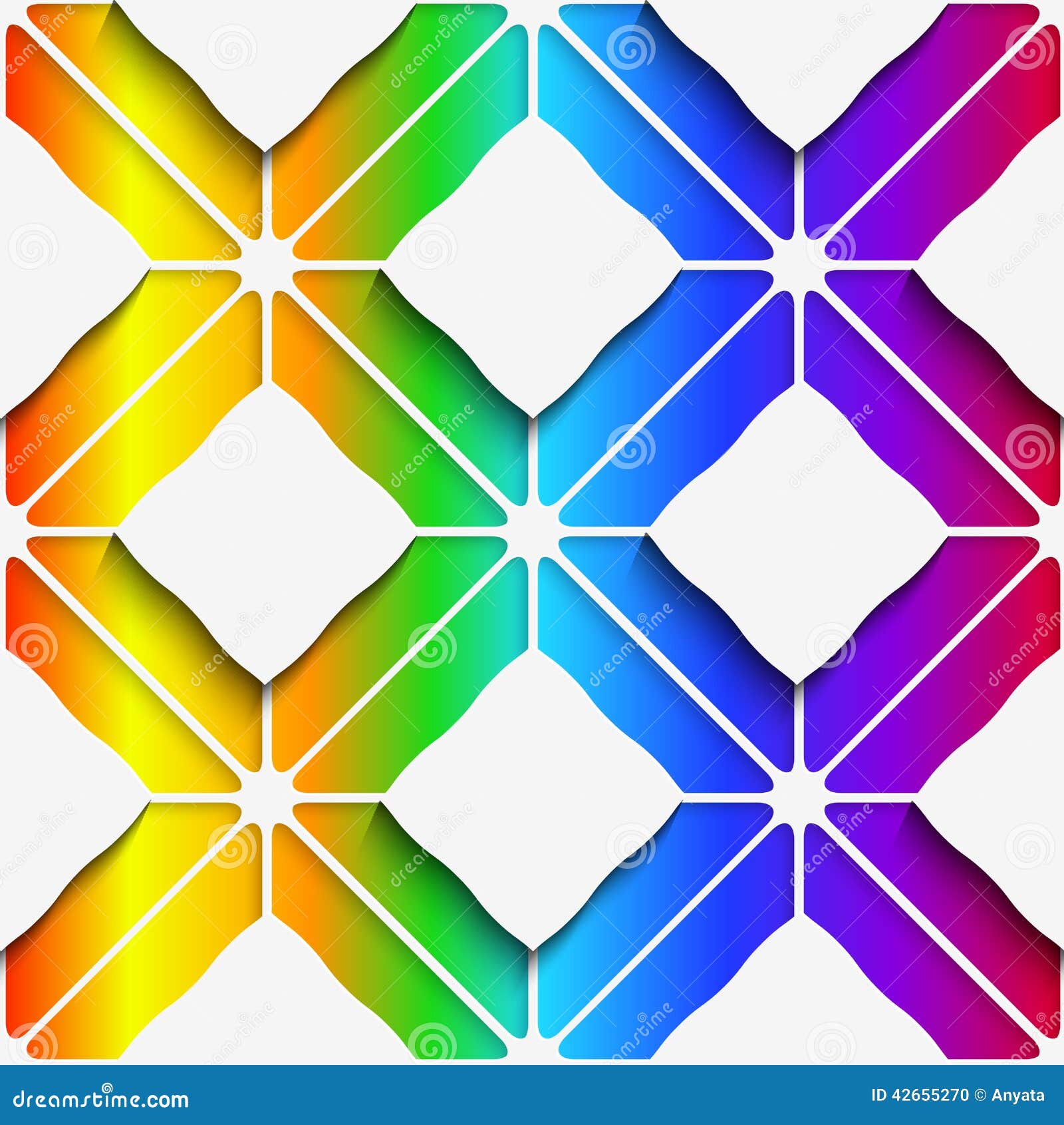 White Rectangles Ornament on Rainbow Background Seamless Pattern Stock ...