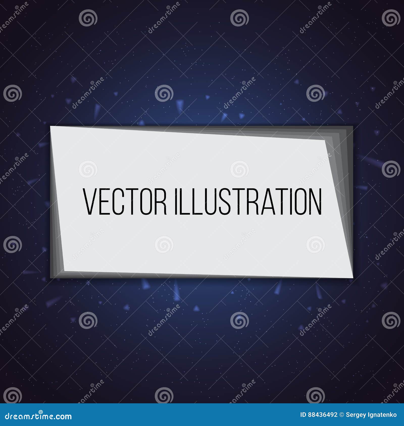 White Rectangular Banner with Layers. Button on Dark Background Vector ...