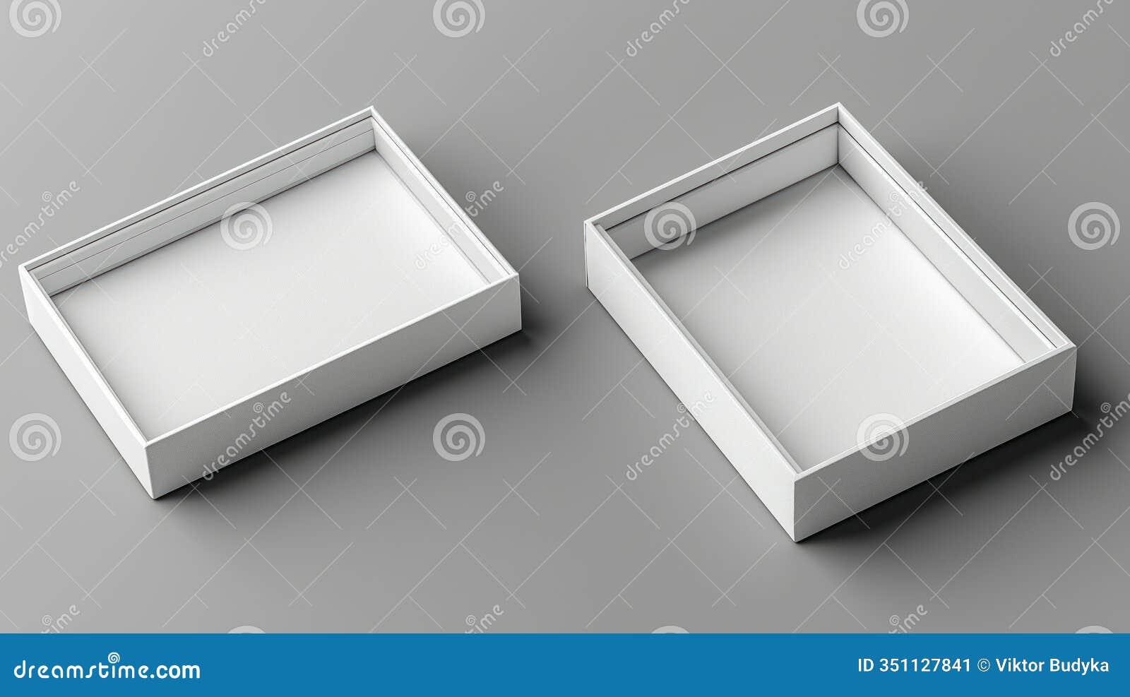 White Rectangular Box Mockup on Gray Background. Open, Closed Boxes ...