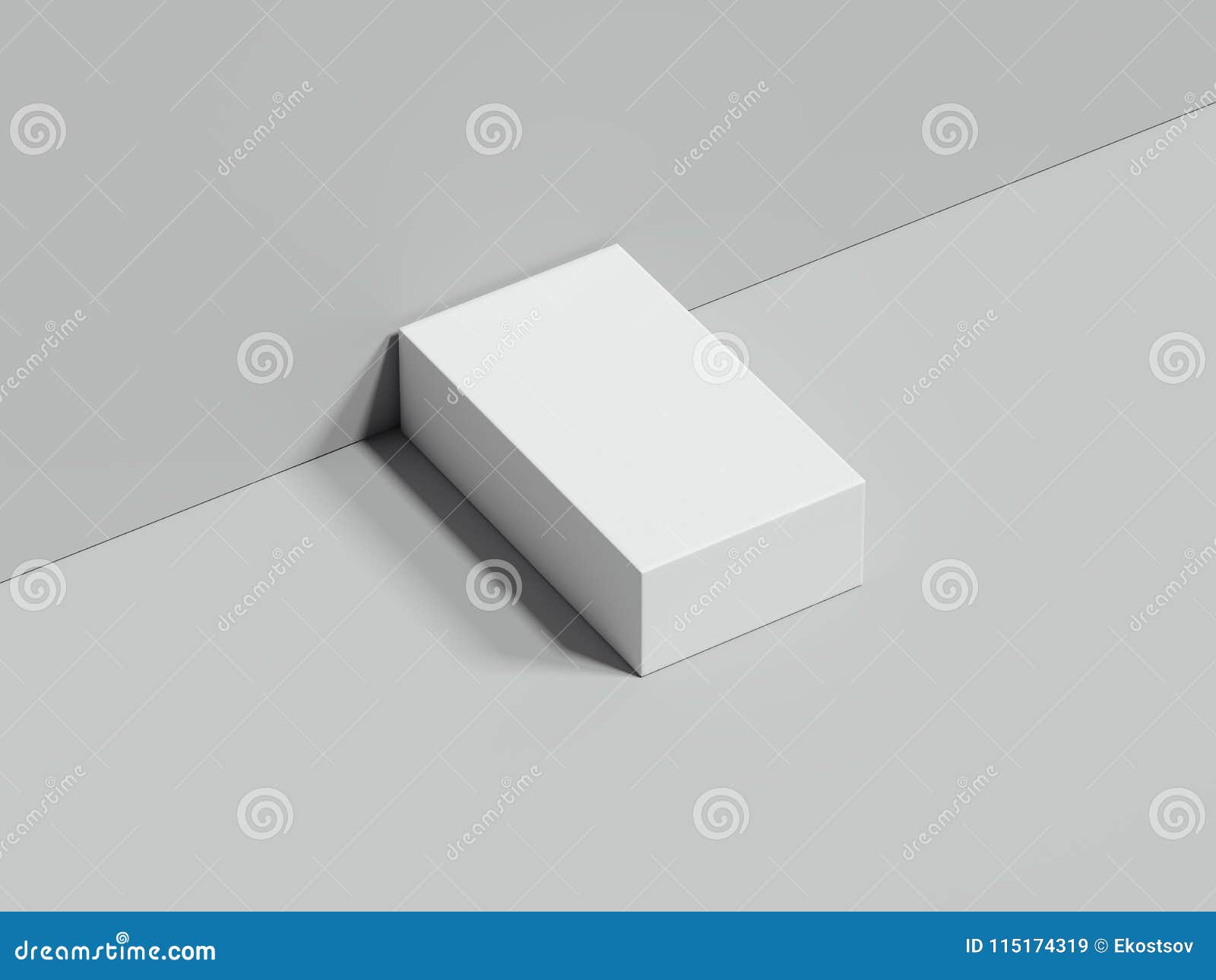 White Rectangular Box Stands Next To the Grey Wall and on Floor, 3d ...