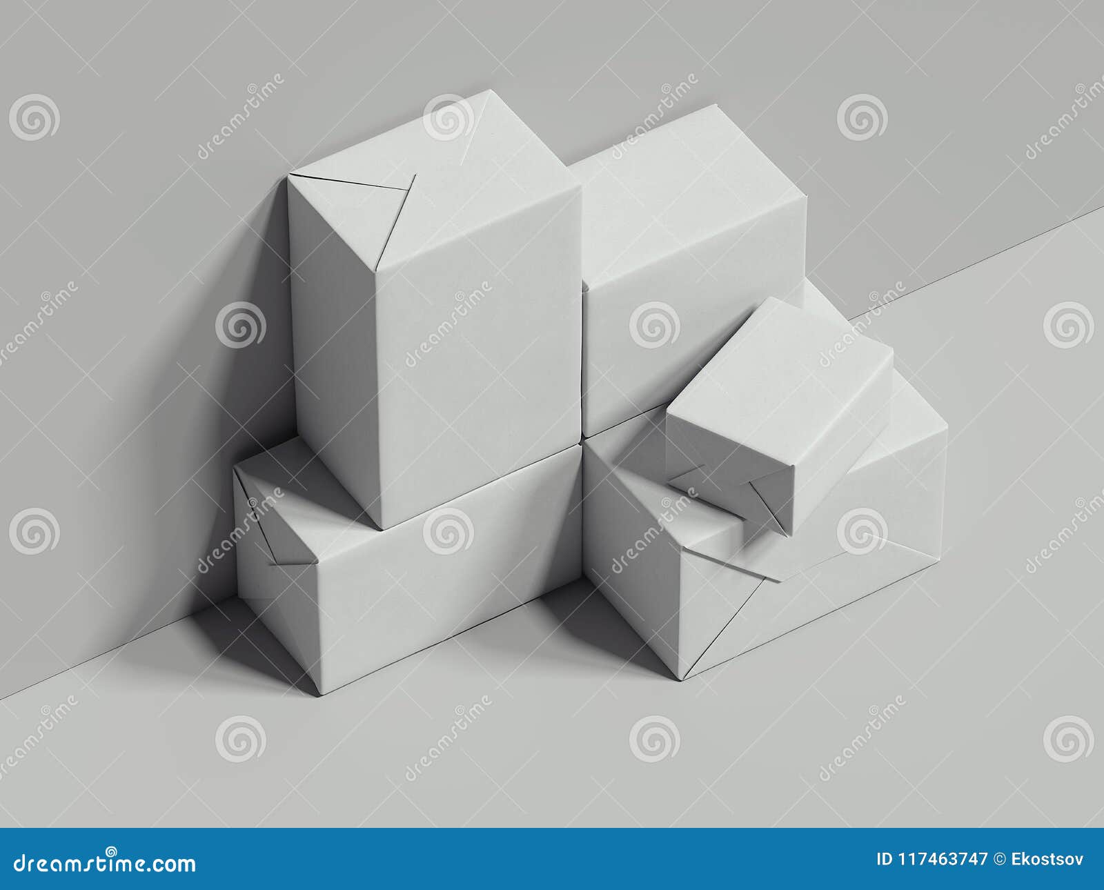 White Rectangular Boxes Stand Next To the Grey Wall, 3d Rendering Stock ...