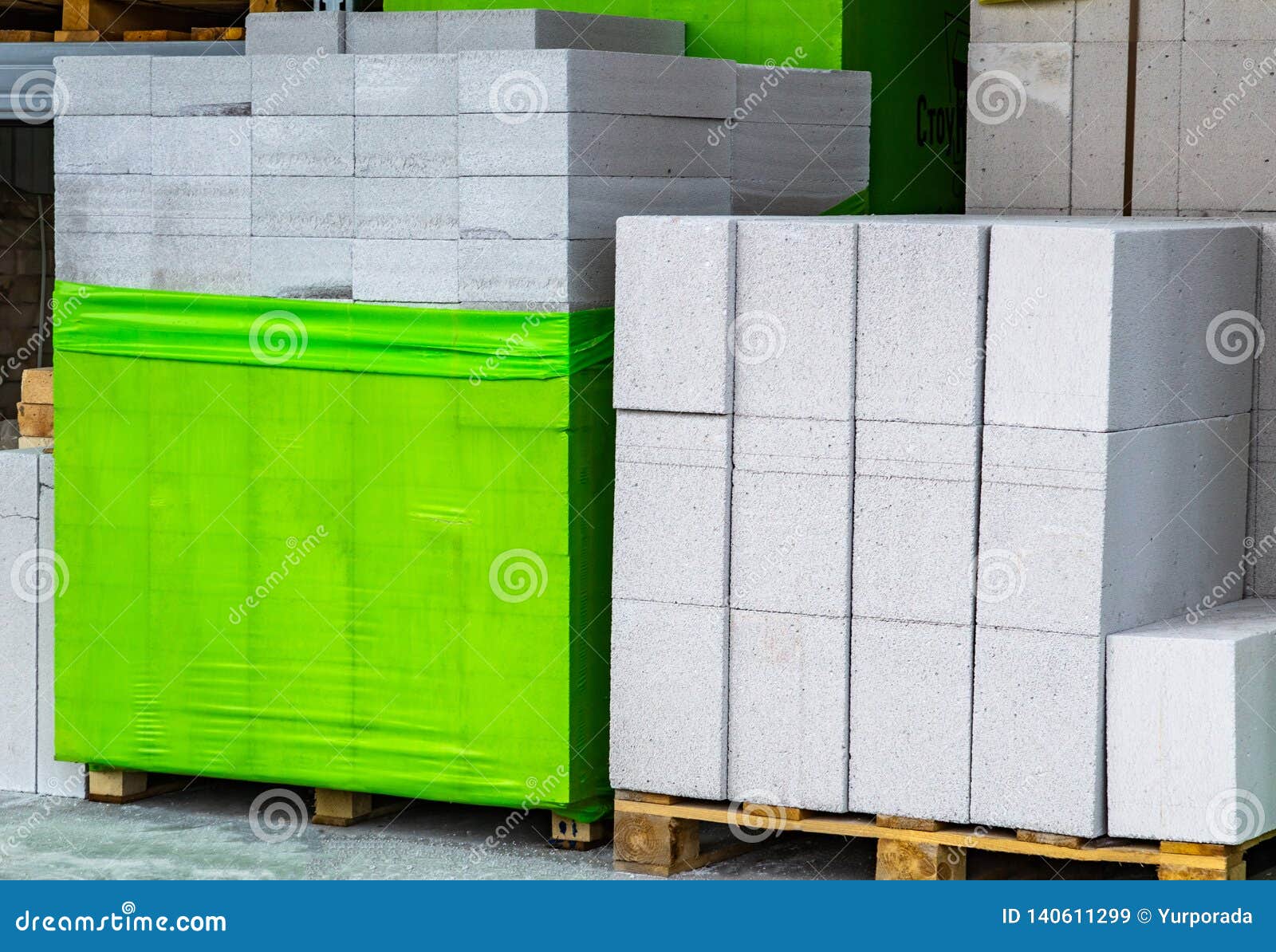 White Rectangular Bricks on an Outdoor Pallet Stock Image - Image of ...