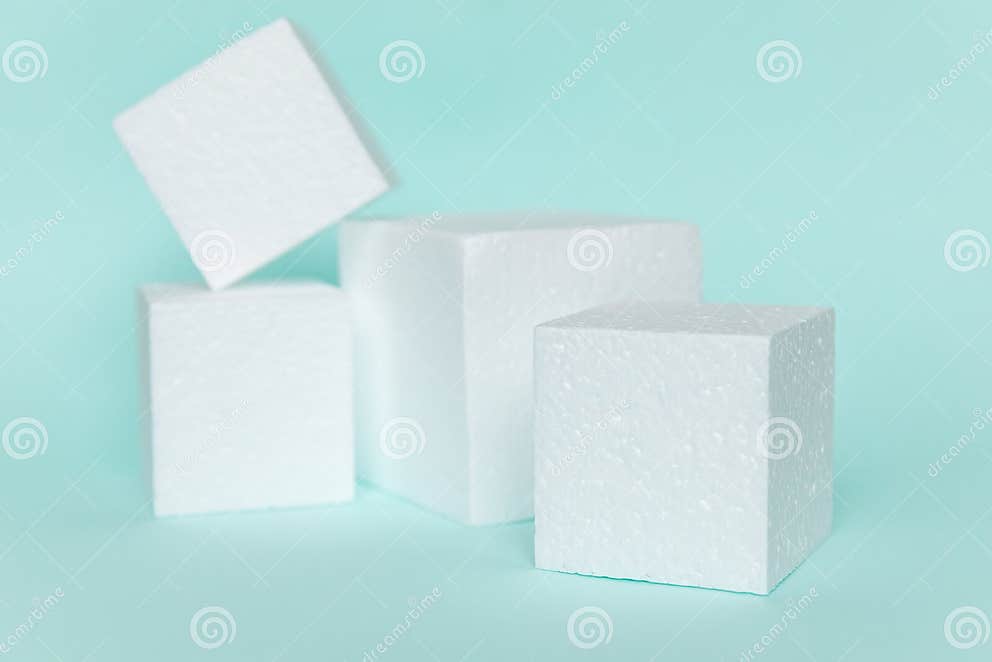 White Rectangular Cube Shapes on Blue Background. Minimal Boxes ...