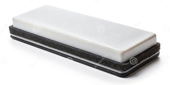 White Rectangular Eraser with Black Trim and Sponge - Isolated on White ...