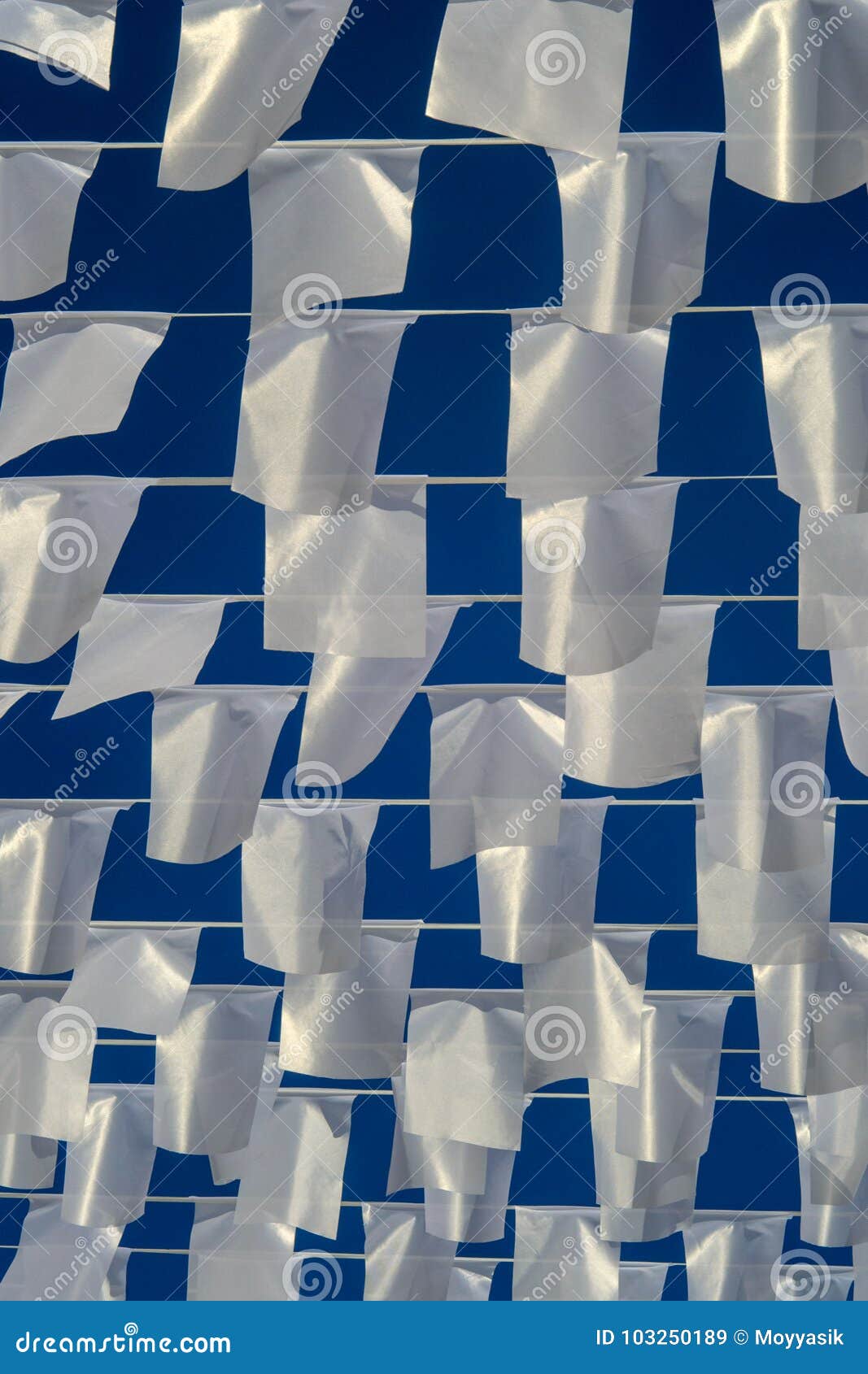White Rectangular Flags Hanging on Ropes Stock Image - Image of line ...