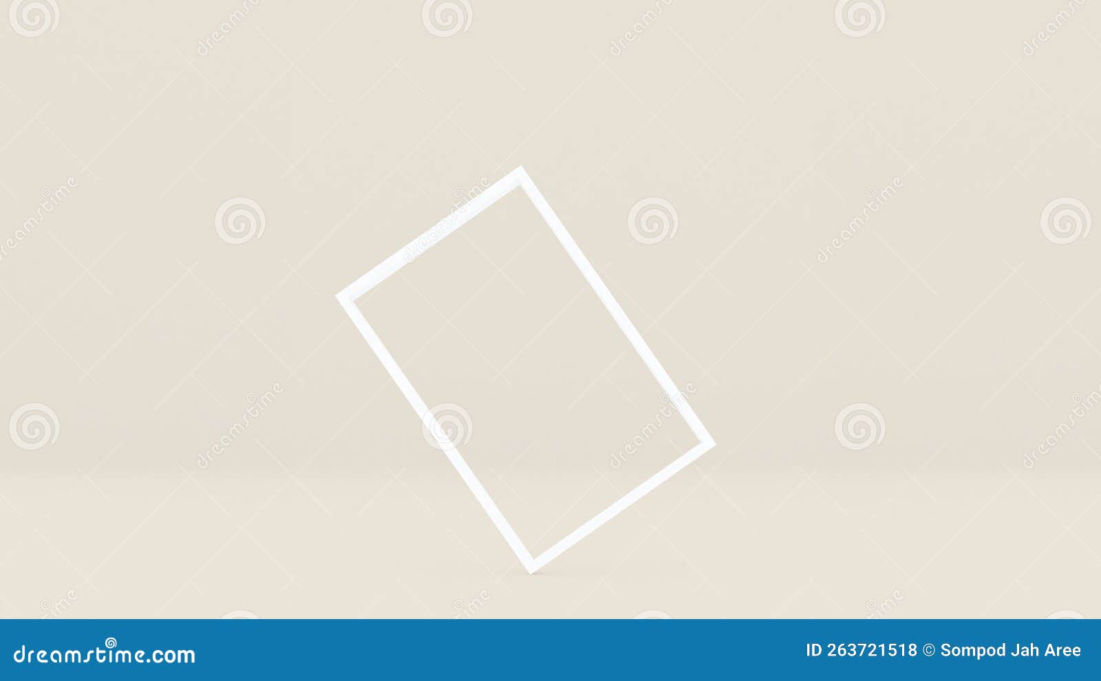 The White Rectangular Frame Is Angled On A Cream Background. For ...