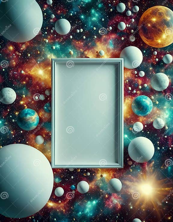 Space Background with Frame and Planets Vector Stock Illustration ...
