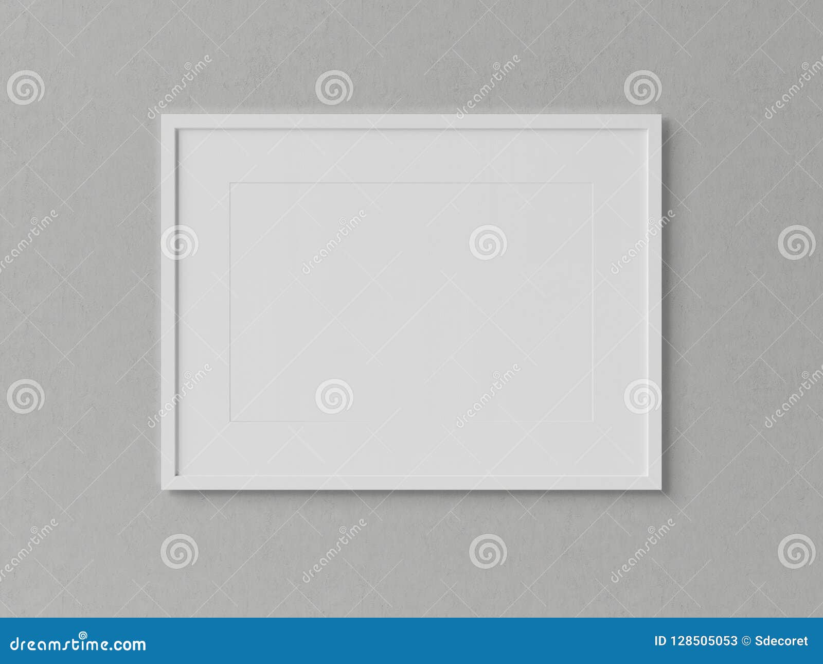 White Rectangular Horizontal Frame Hanging on a White Wall Mockup 3D ...