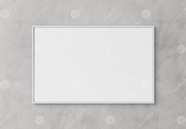 White Rectangular Horizontal Frame Hanging on a White Wall Mockup 3D ...