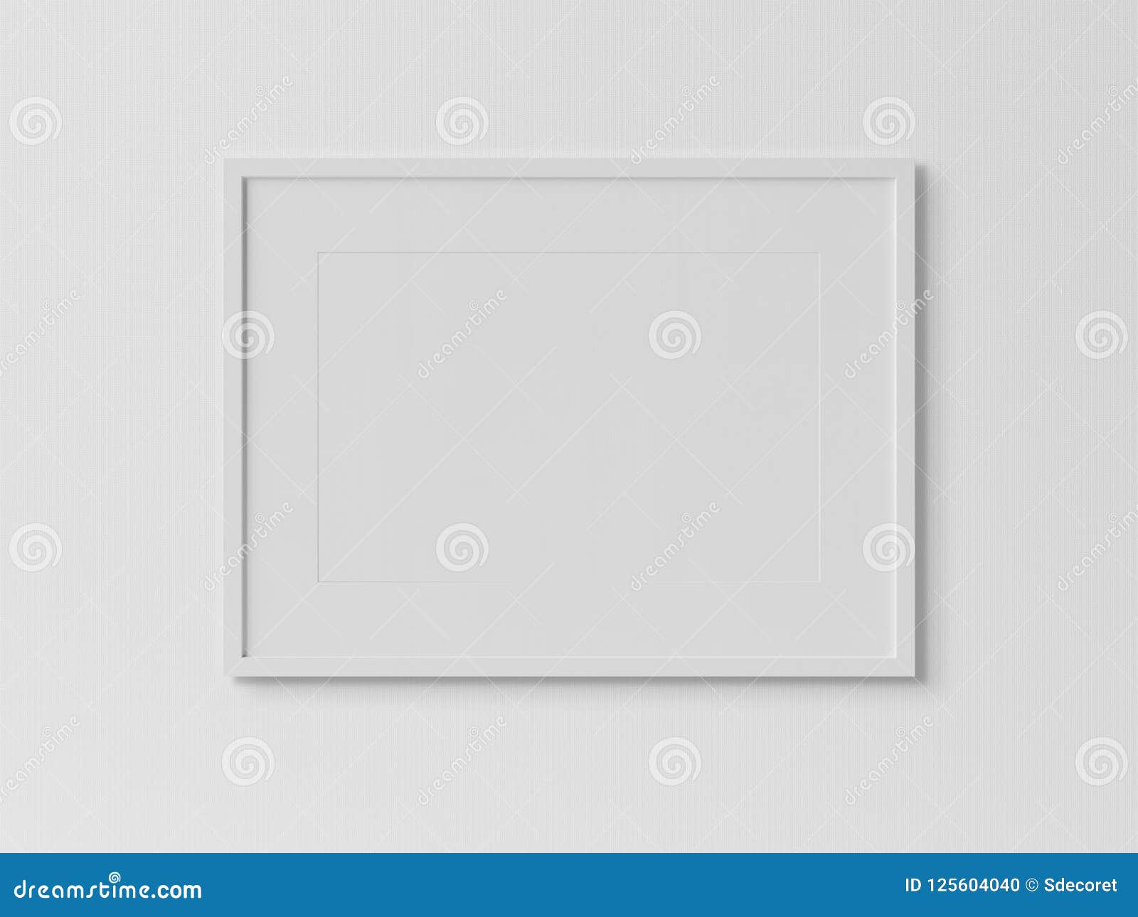 White Rectangular Horizontal Frame Hanging on a White Wall Mockup 3D ...