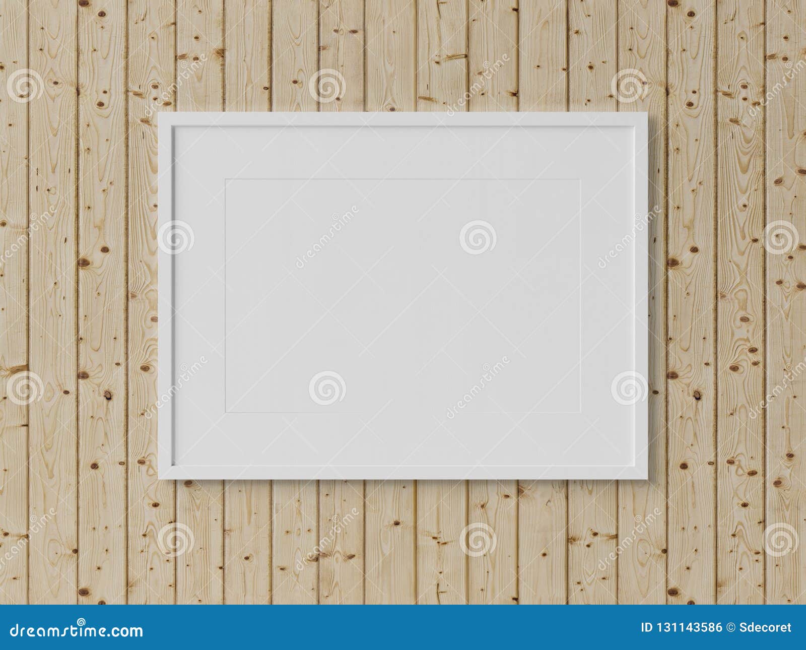 White Rectangular Horizontal Frame Hanging on a White Wall Mockup 3D ...
