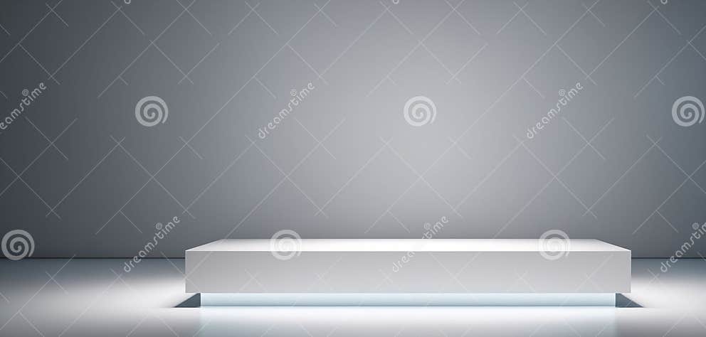 White Rectangular Pedestal for Product Display in a White Room Stock ...