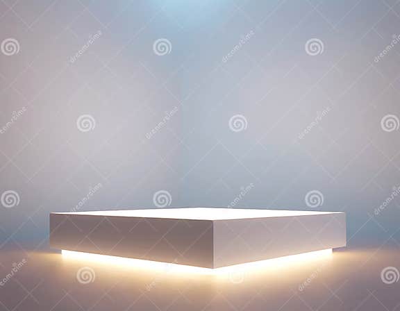 White Rectangular Platform with Illumination. Stock Illustration ...